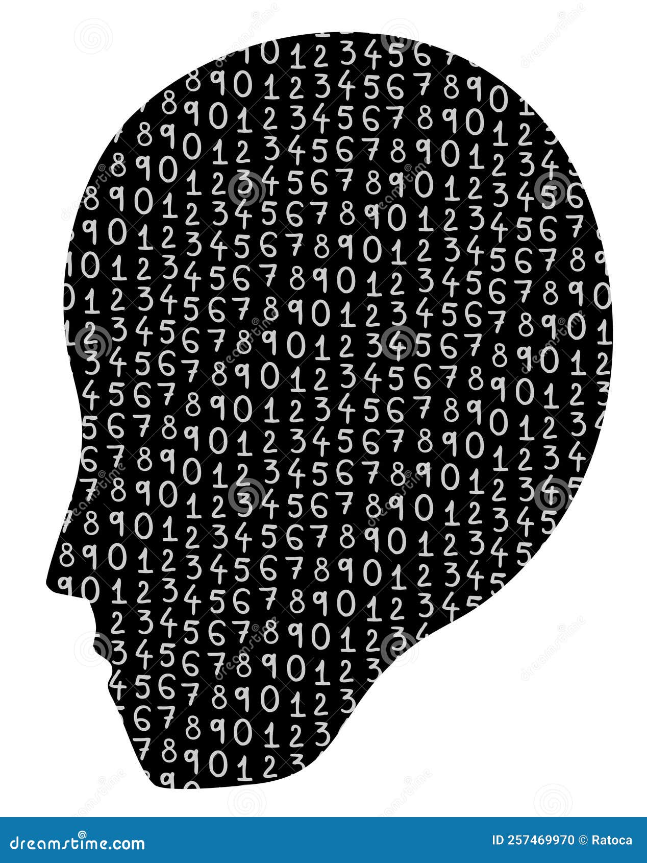 Head with numbers stock vector. Illustration of icon - 257469970