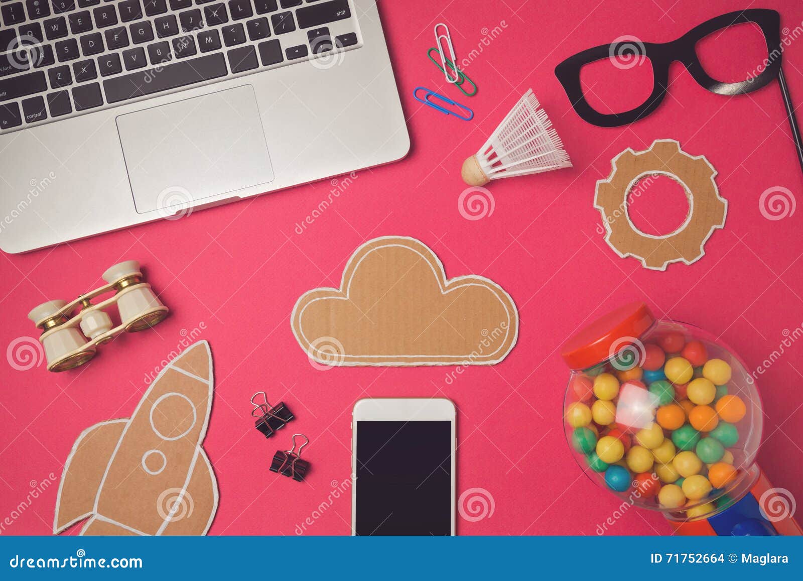 Creative Design Hero Header Image with Smartphone and Cardboard Cloud ...