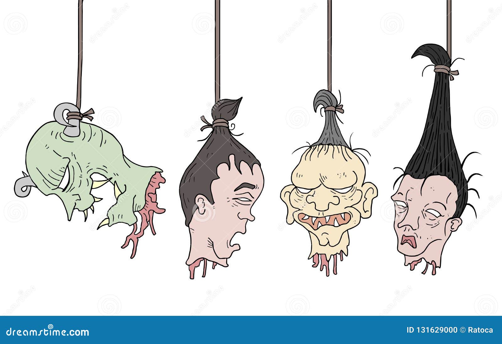 Horror hanging heads stock vector. Illustration of horror - 131629000