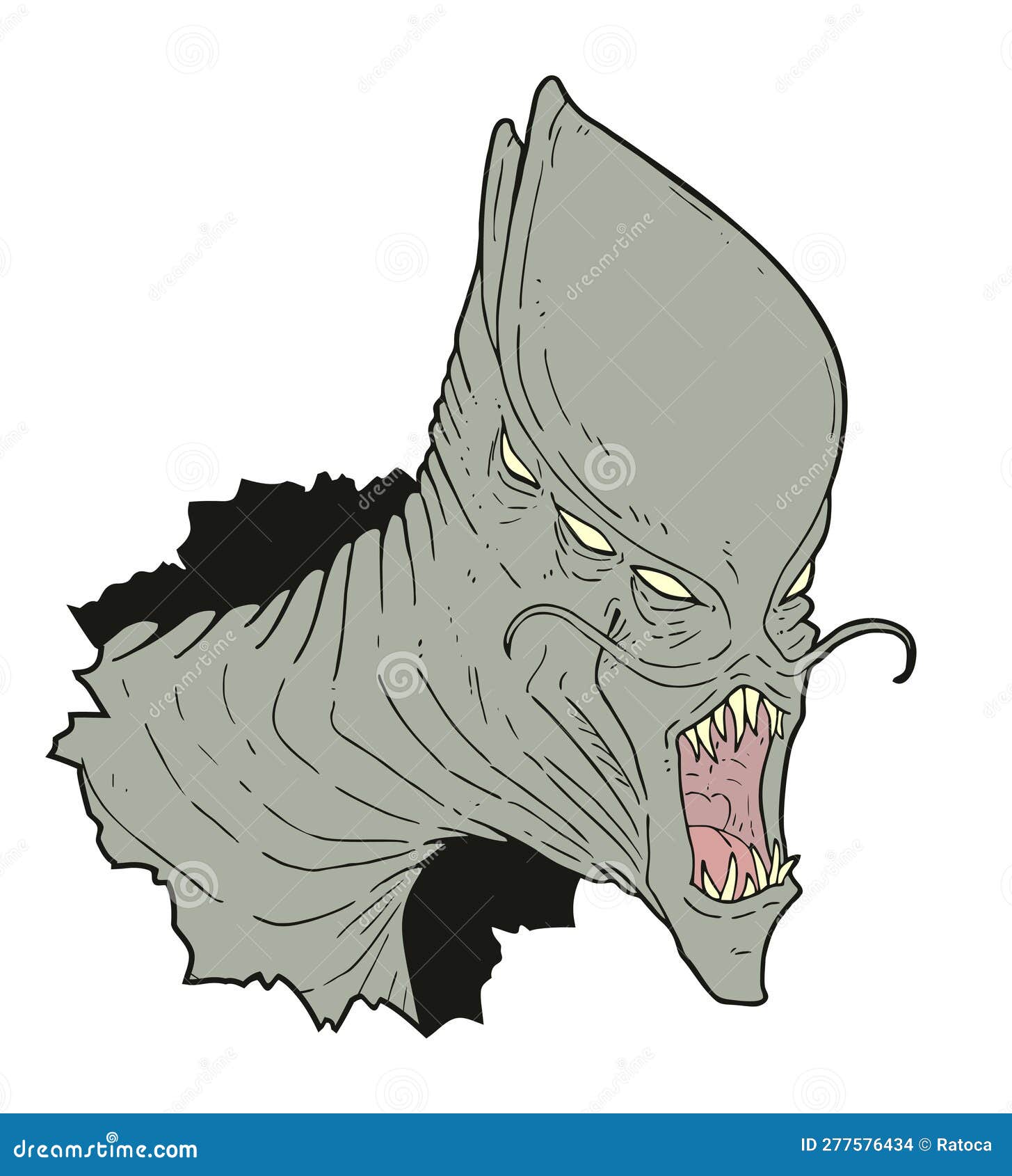 Horror Monster in Broken Wall Stock Vector - Illustration of face ...
