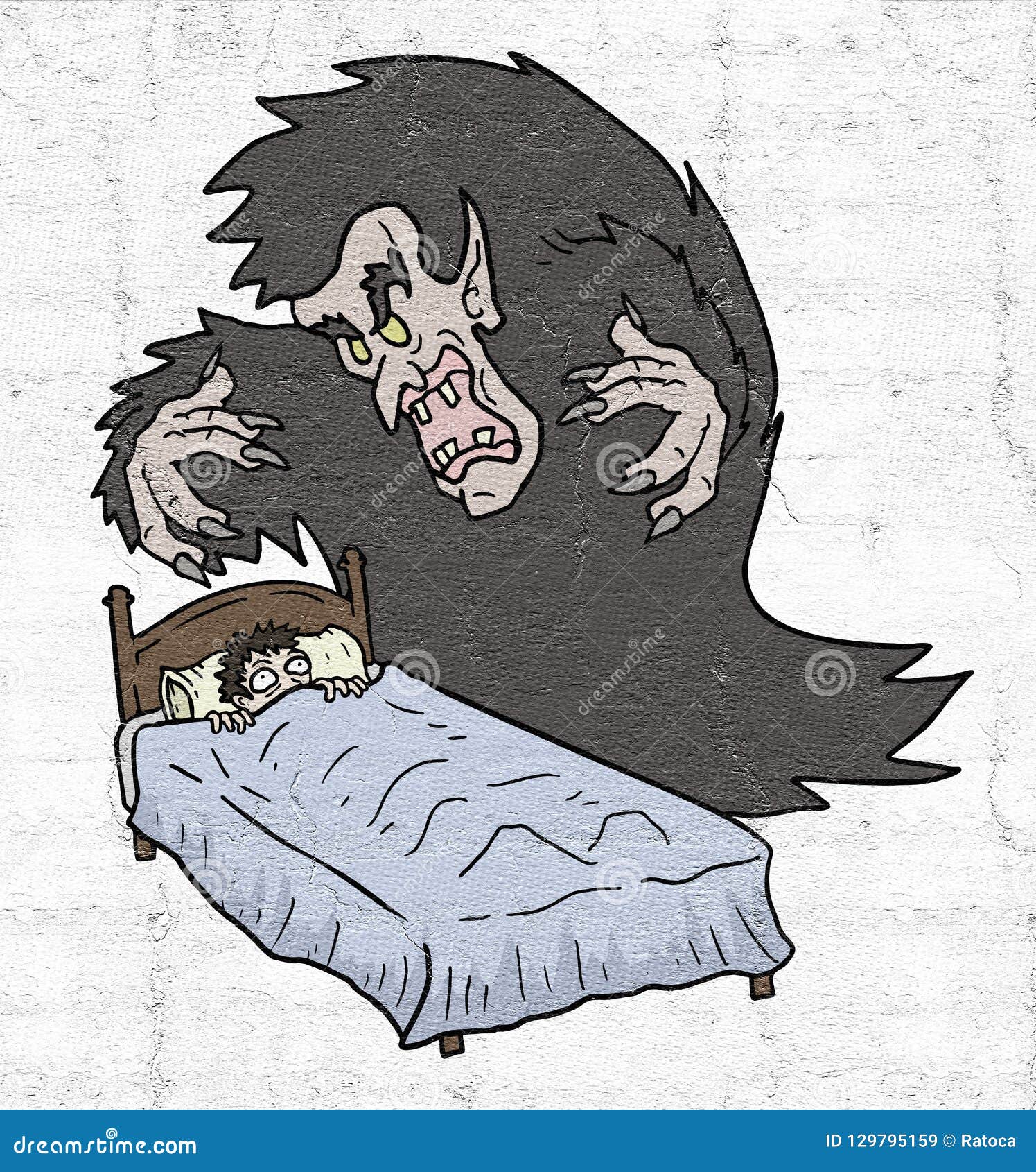 Horror sleep stock illustration. Illustration of bedroom - 129795159