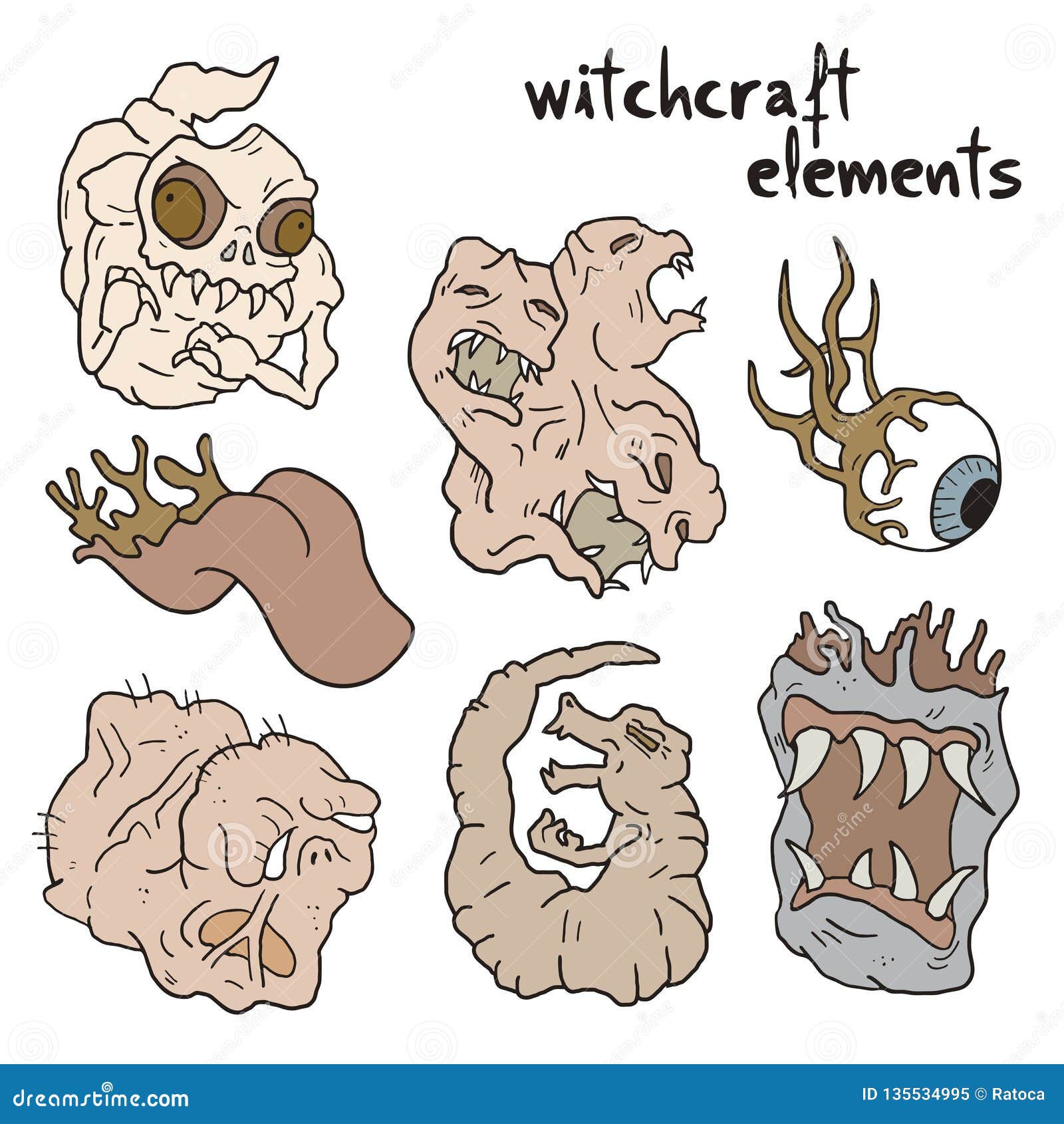 Horror wizard elements stock vector. Illustration of sketch - 135534995