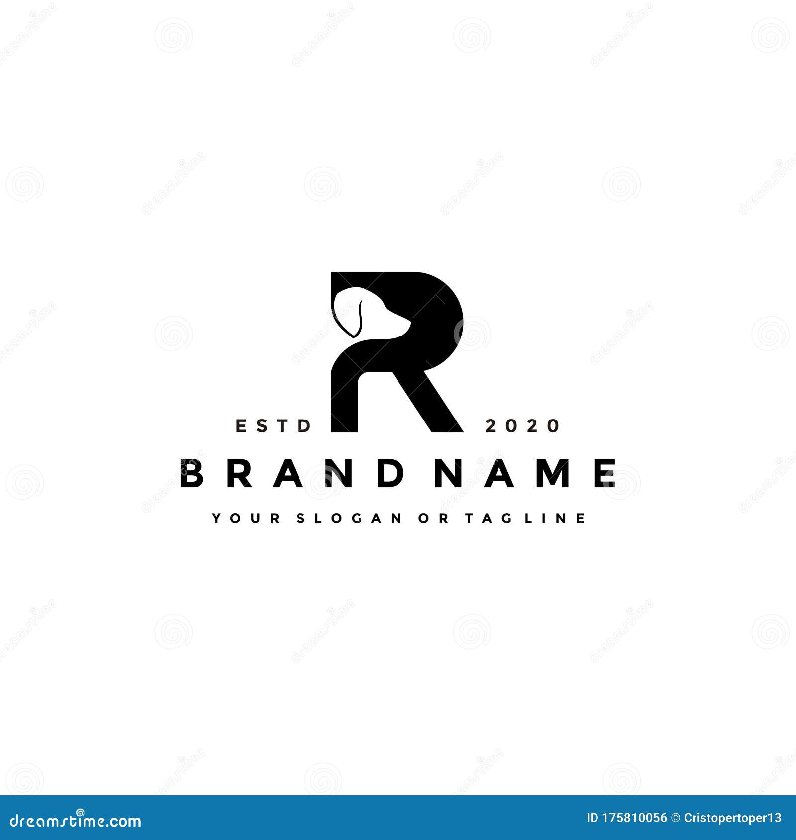 Creative Design Initials Letter R Dog Vector Stock Vector ...