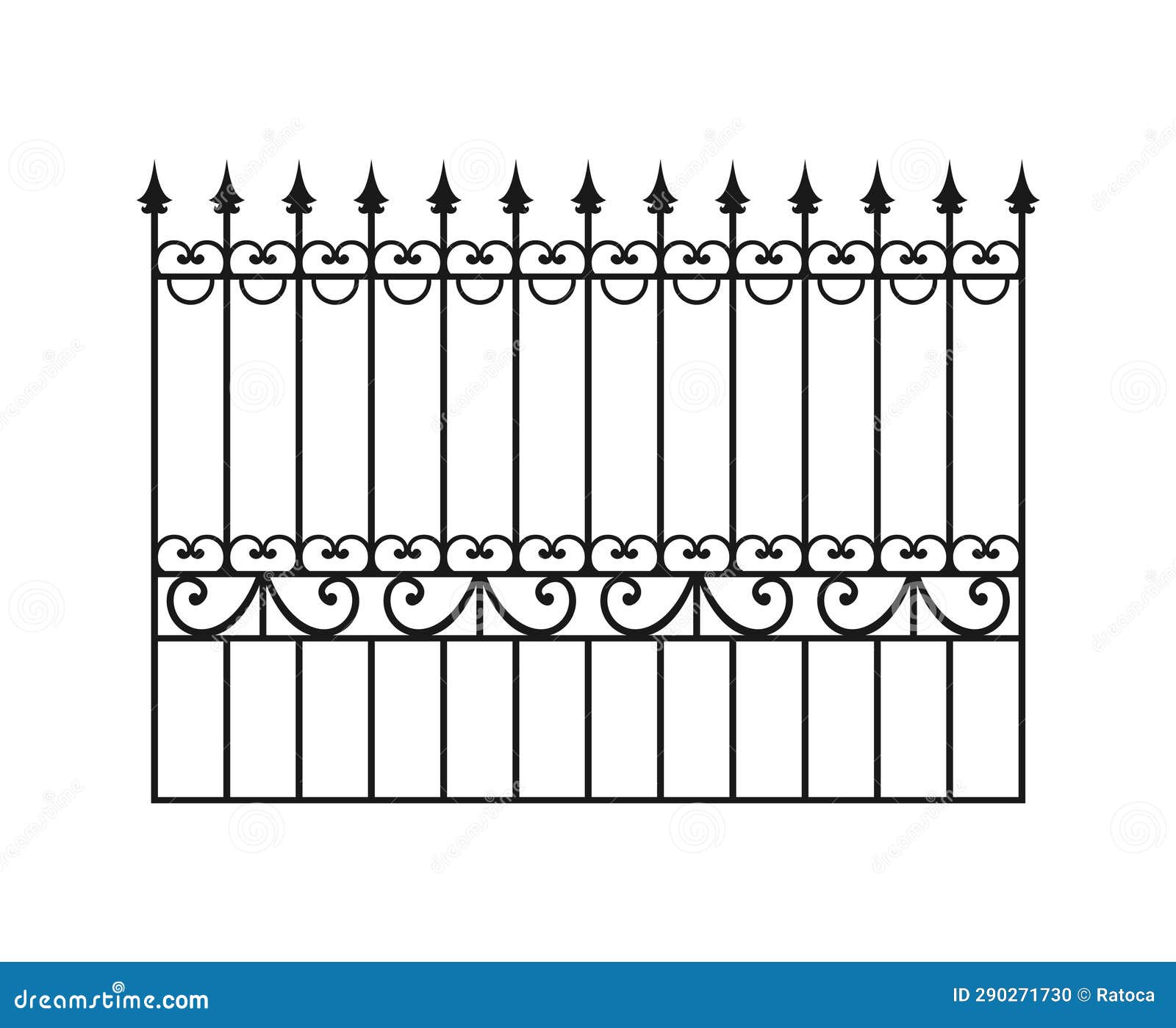 Iron fence draw stock vector. Illustration of vector - 290271730