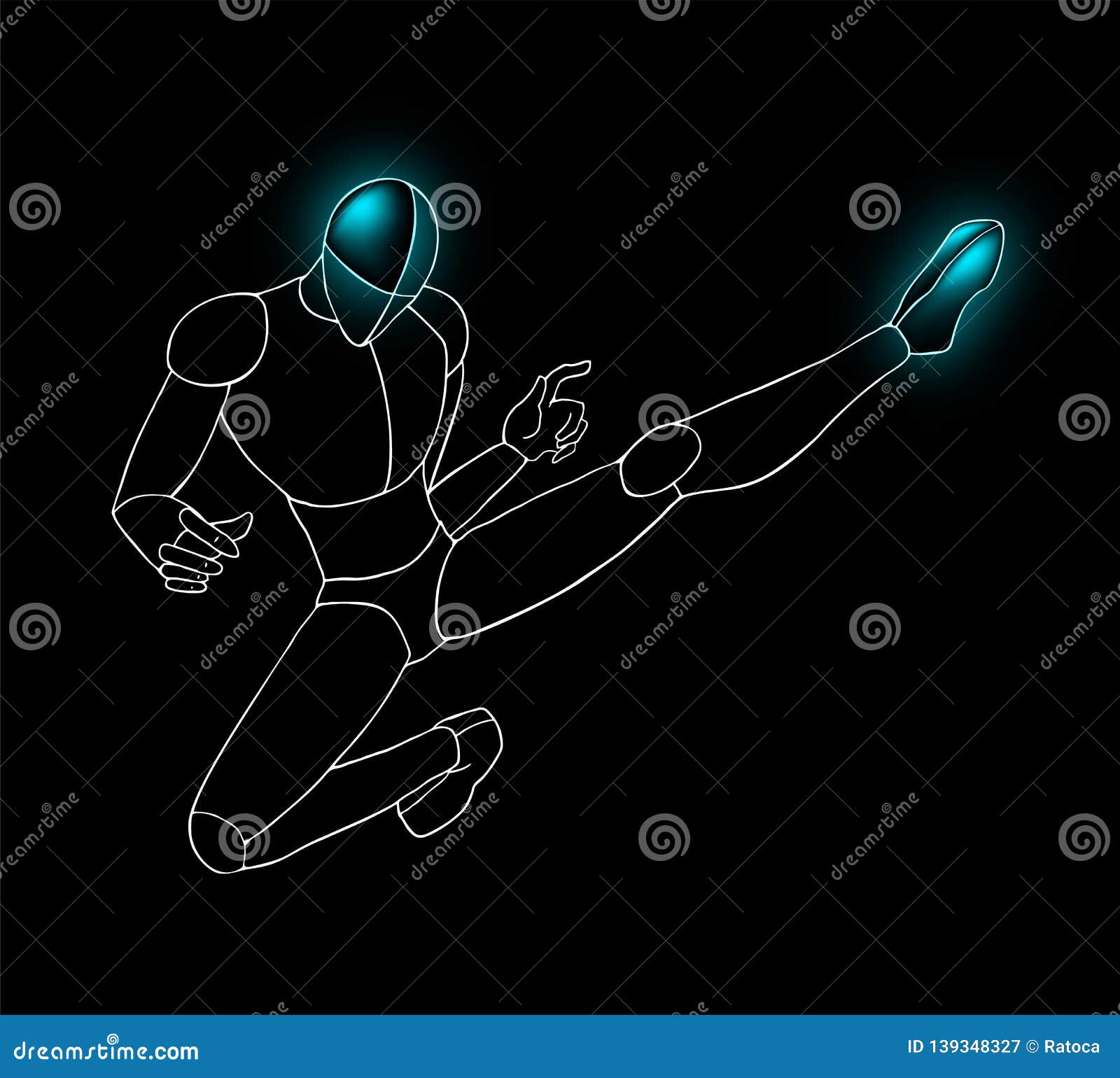 Kick fighter illustration stock vector. Illustration of fighter - 139348327