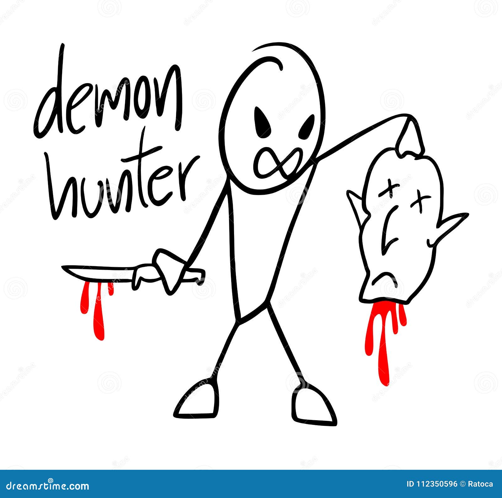 Design of Kill Monster Draw Stock Vector - Illustration of decapitate ...