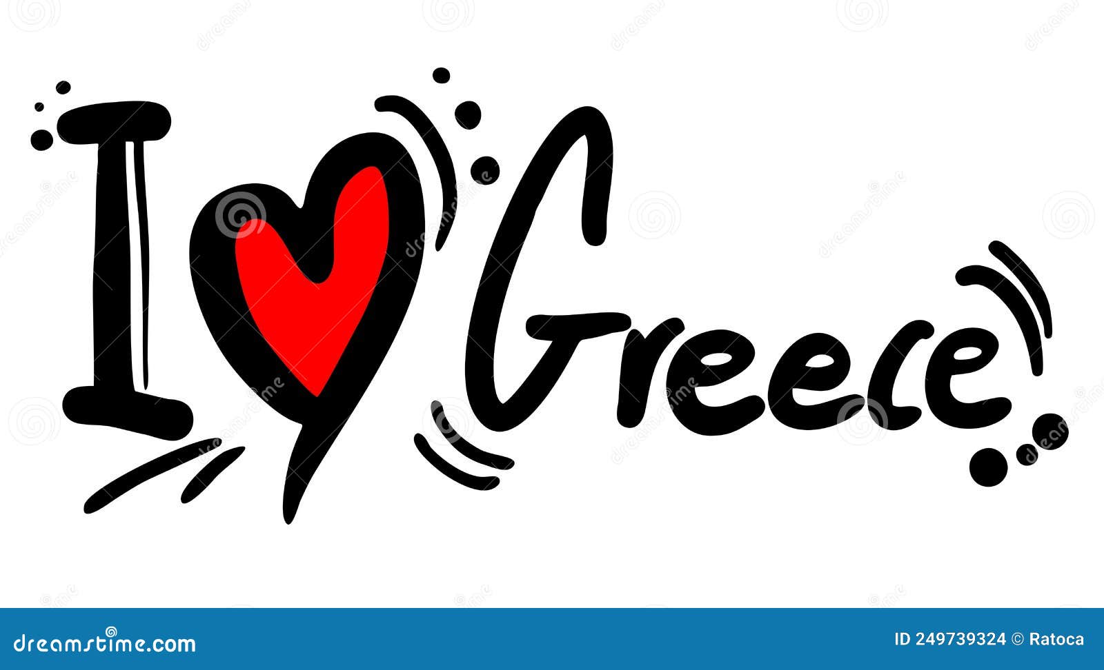 Love Greece. Lettering Handdrawn Quote.n Vector Illustration ...