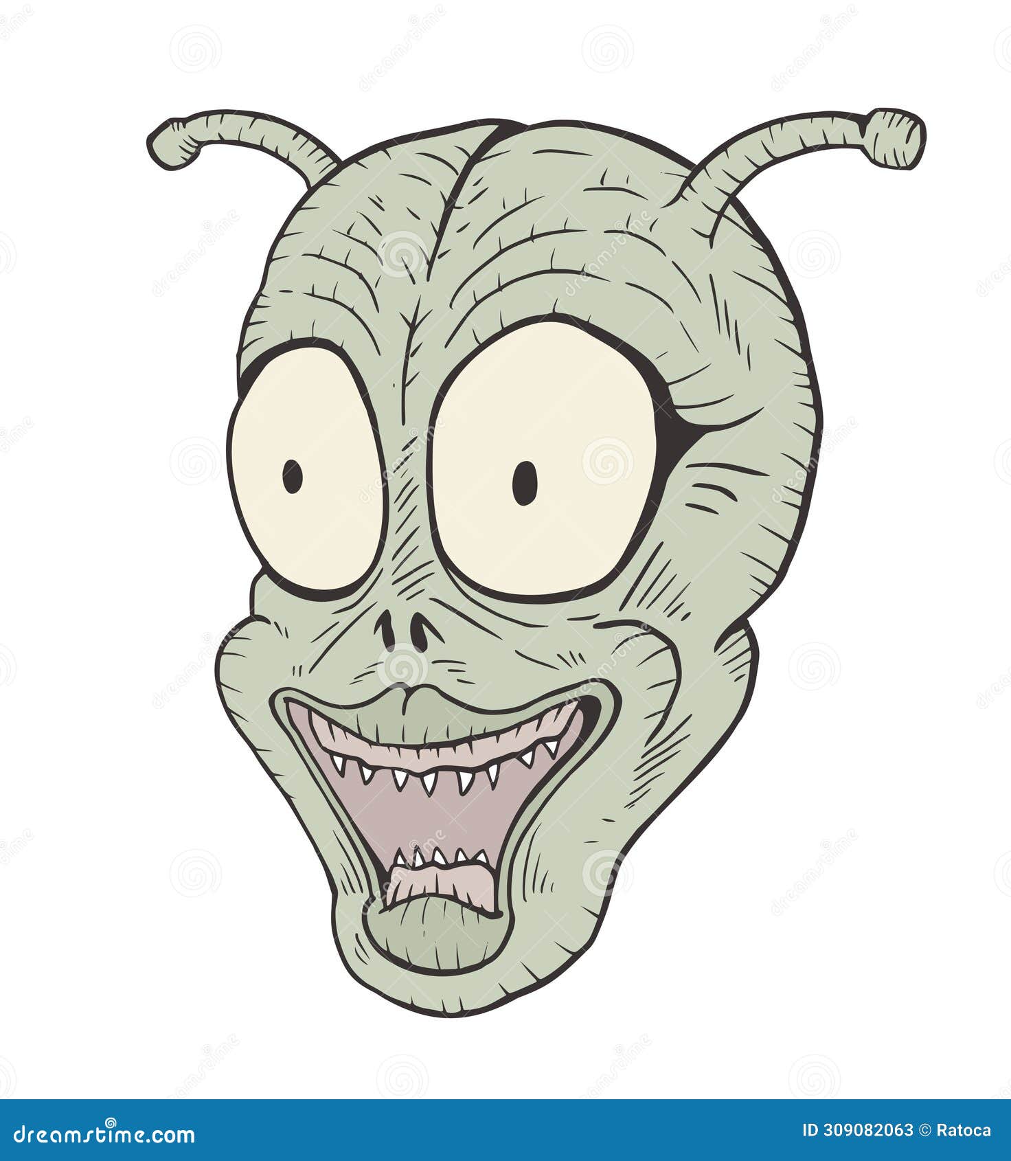Mad alien face draw stock vector. Illustration of design - 309082063