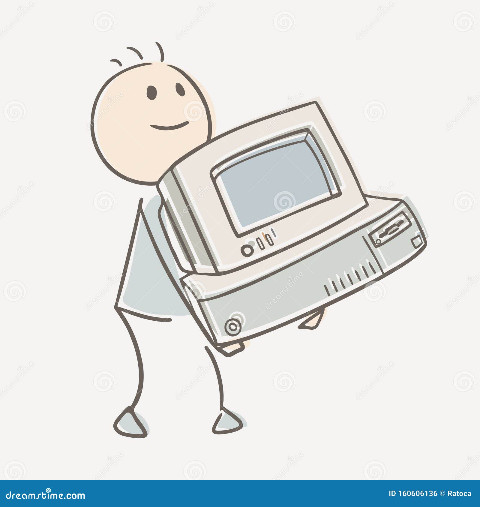 Man carrying computer stock vector. Illustration of frame - 160606136
