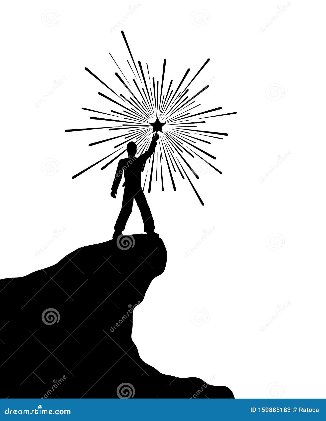 Man touching a star stock vector. Illustration of mountain - 159885183