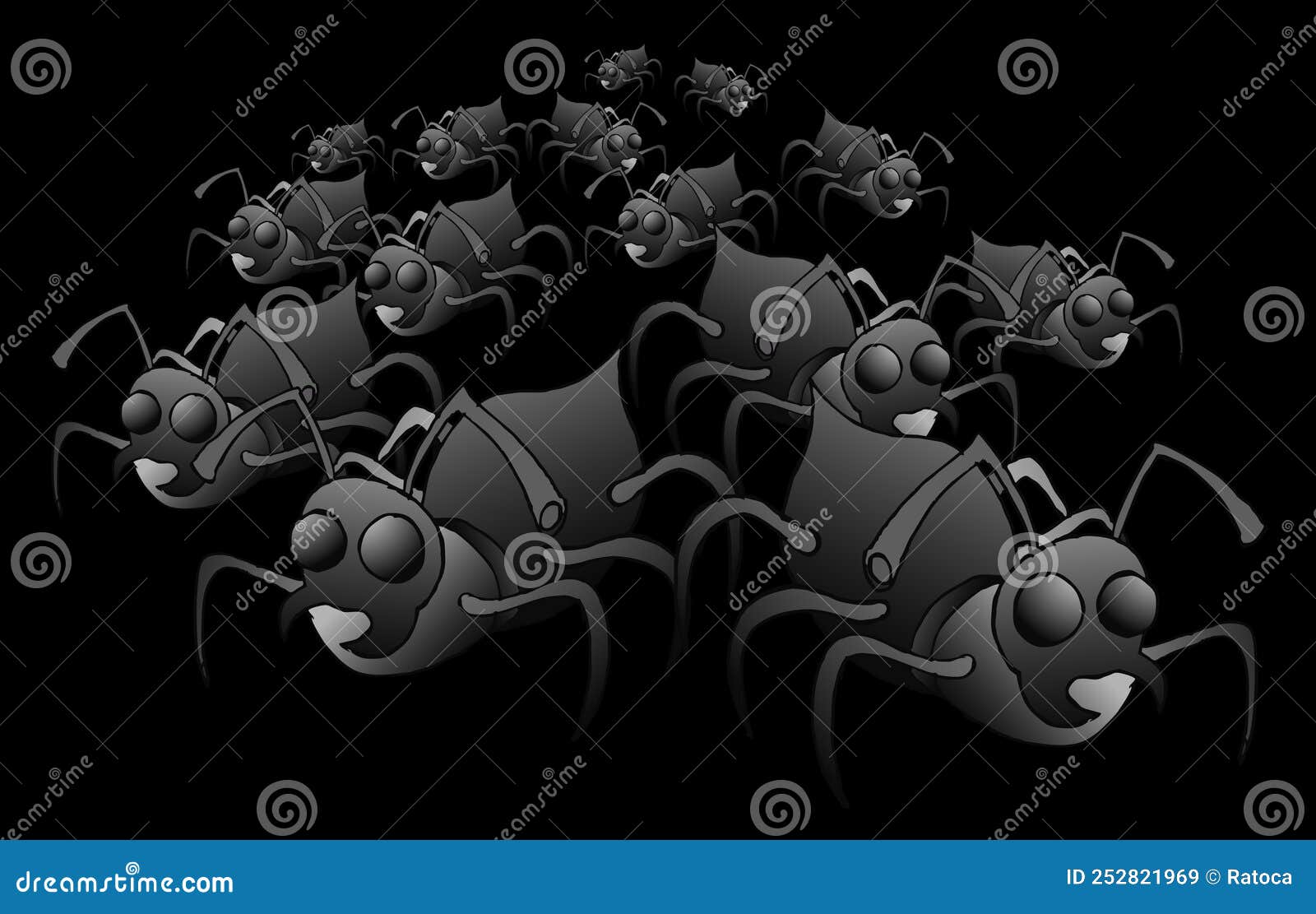 Many ants draw stock vector. Illustration of character - 252821969