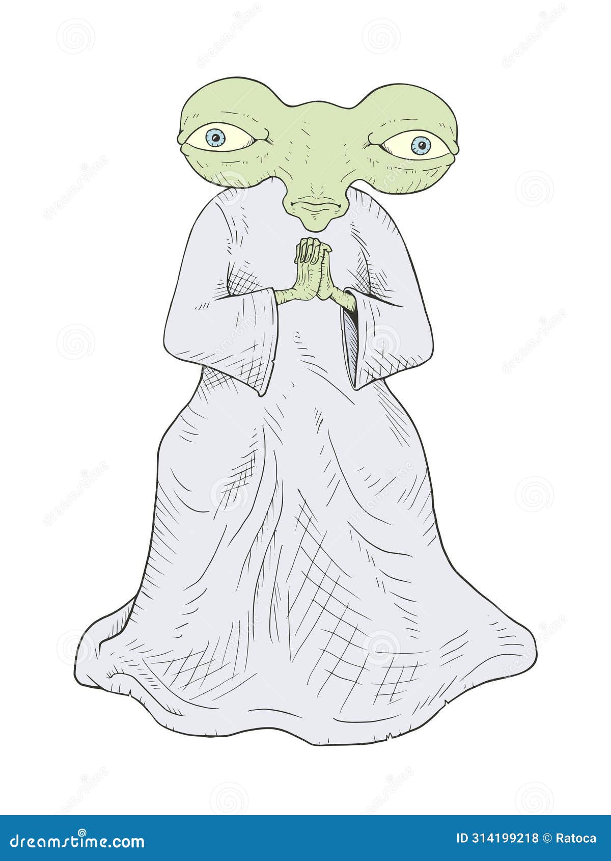 Monk alien draw stock vector. Illustration of mutant - 314199218