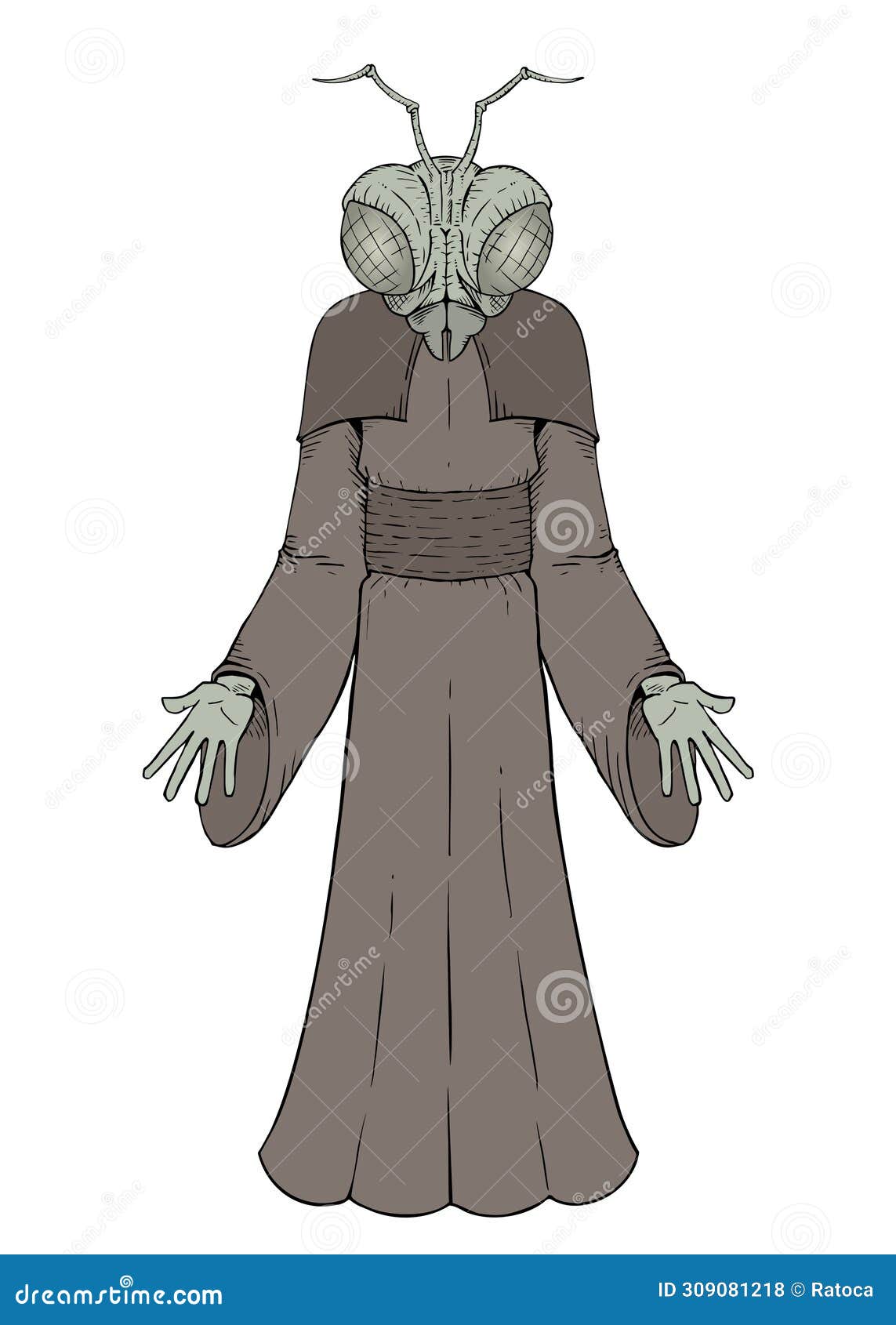 Monk alien illustration stock vector. Illustration of monster - 309081218