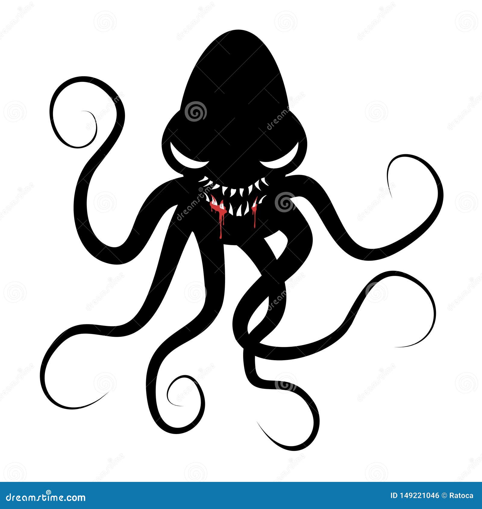 Monster octopus draw stock vector. Illustration of nightmare - 149221046