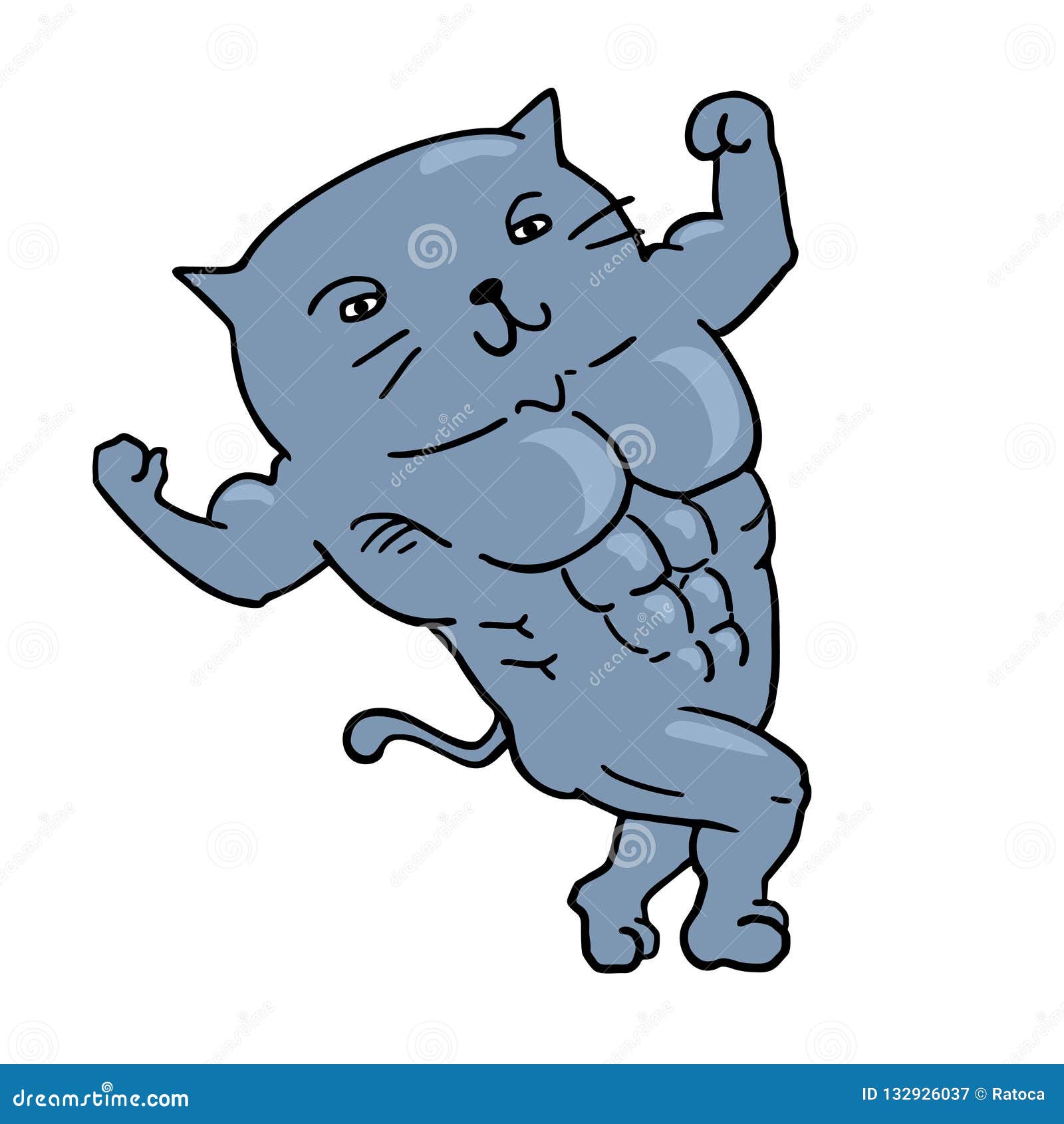 Muscle cat draw stock vector. Illustration of creative - 132926037