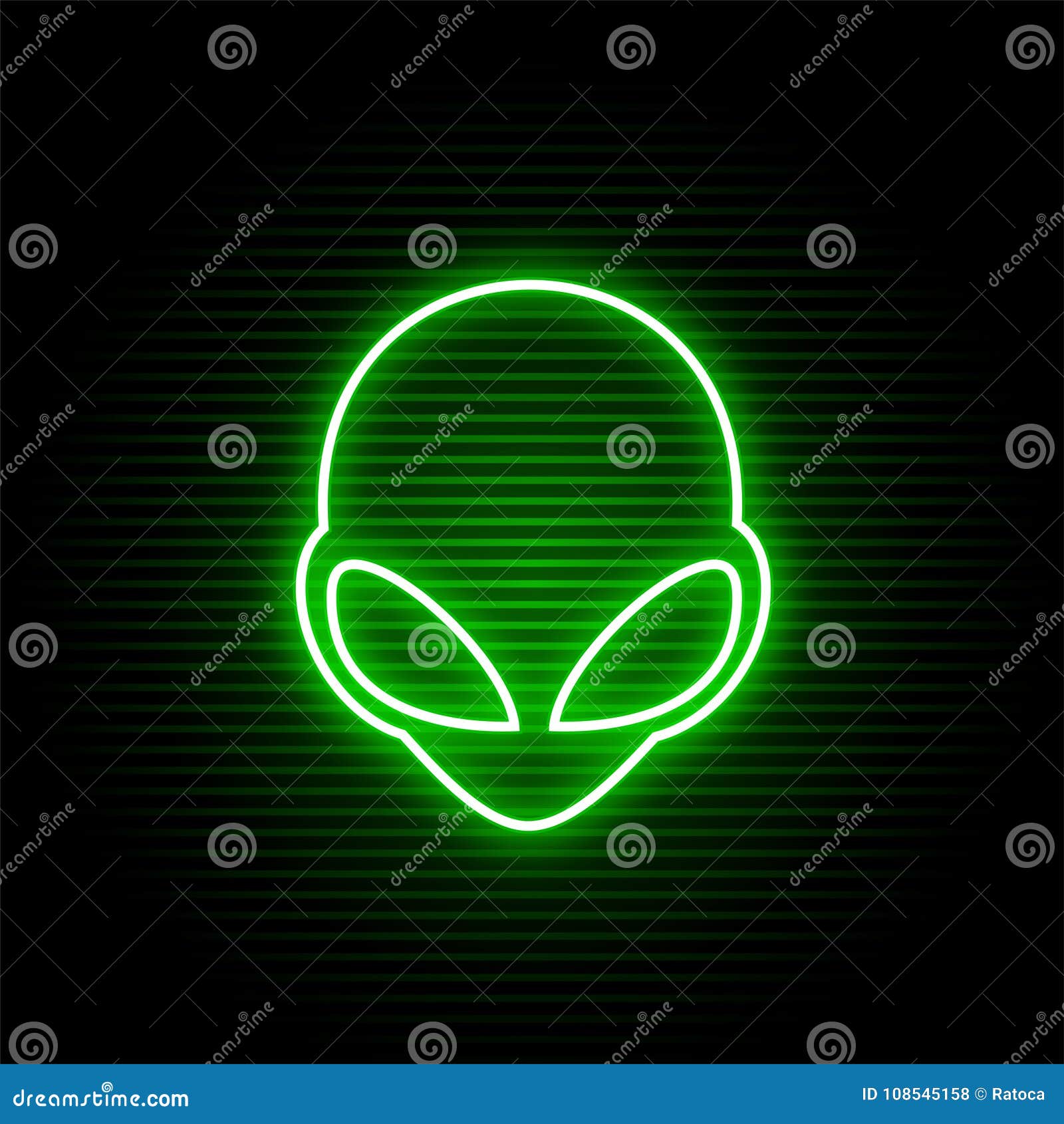 Neon alien face stock vector. Illustration of space - 108545158