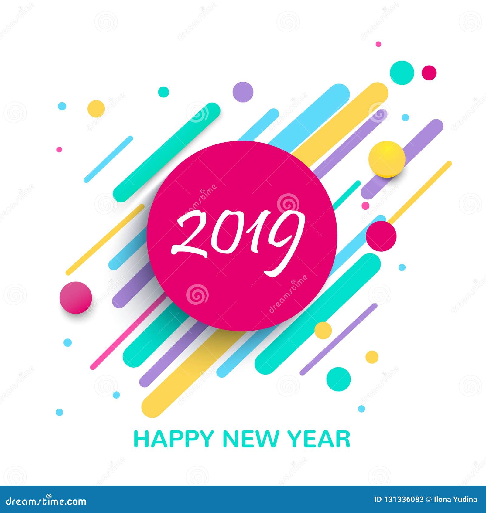 Creative Design of a New Year Card in 2019 on a Modern Background ...