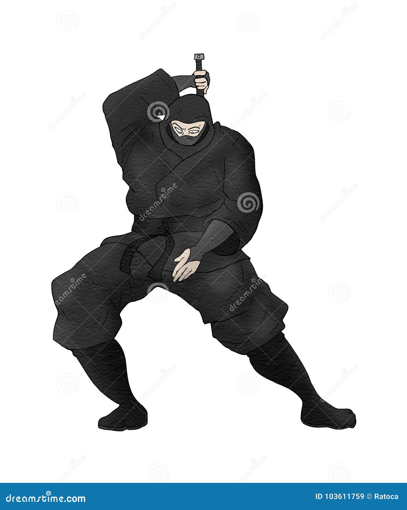 Ninja draw stock illustration. Illustration of strogn - 103611759