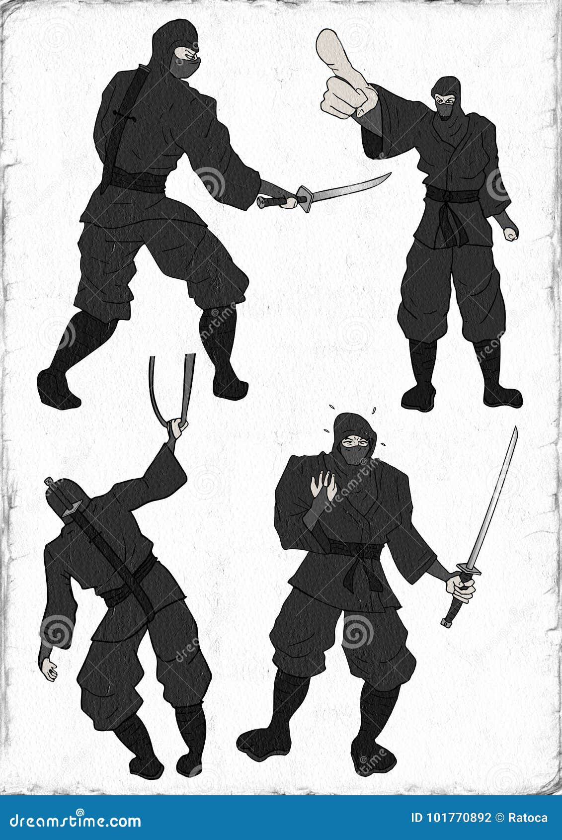 Ninja draw stock illustration. Illustration of person - 101770892