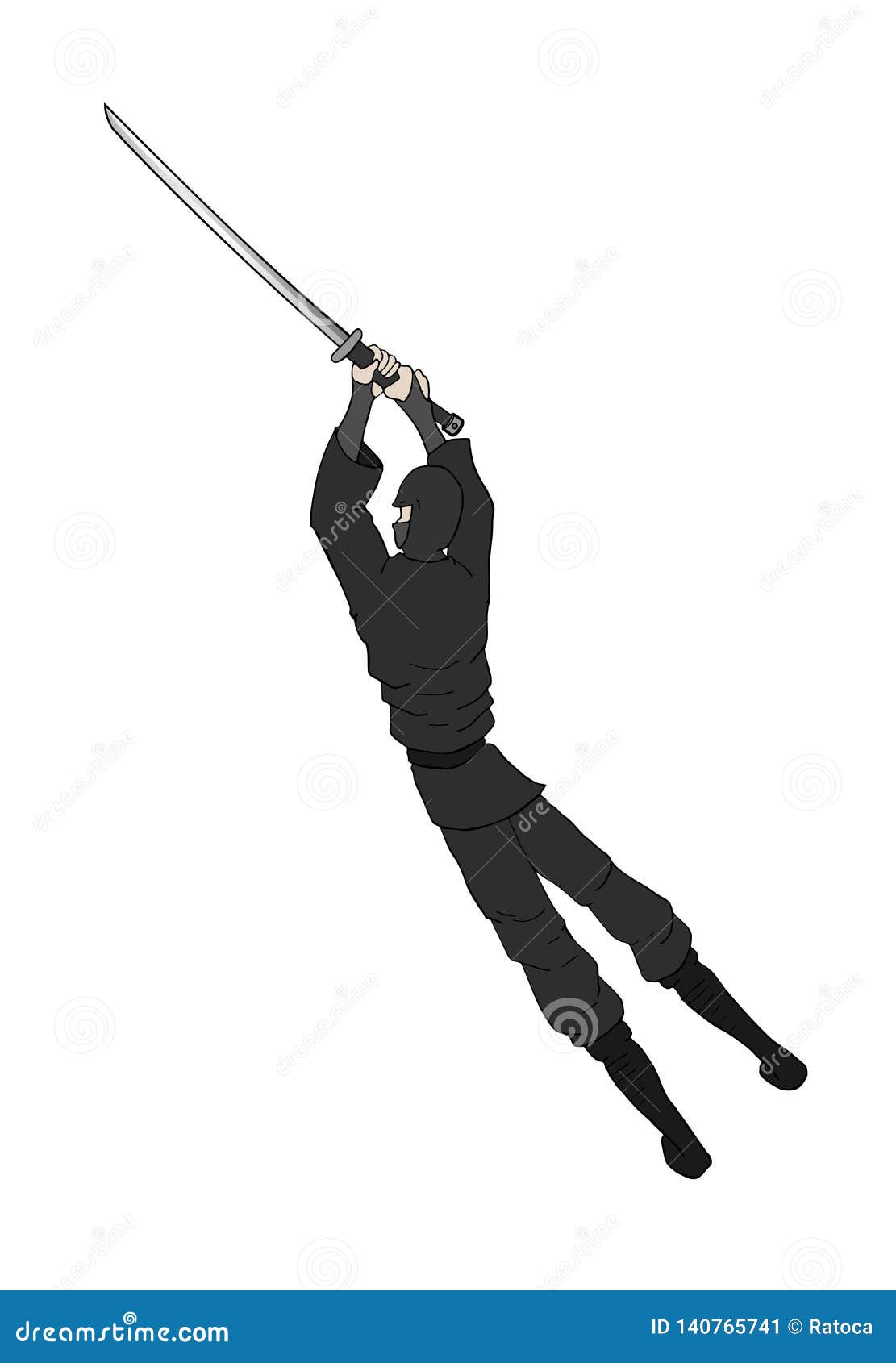 Ninja jumping with sword stock vector. Illustration of hazard - 140765741