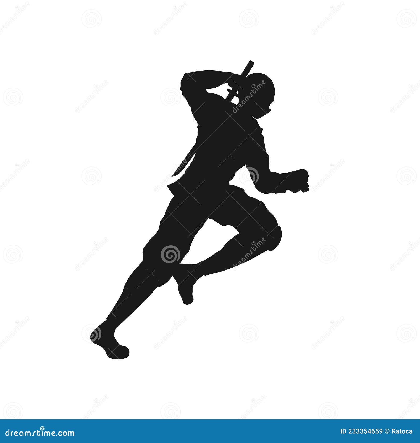 Ninja Running Isolated Coloring Page For Kids Vector Illustration ...