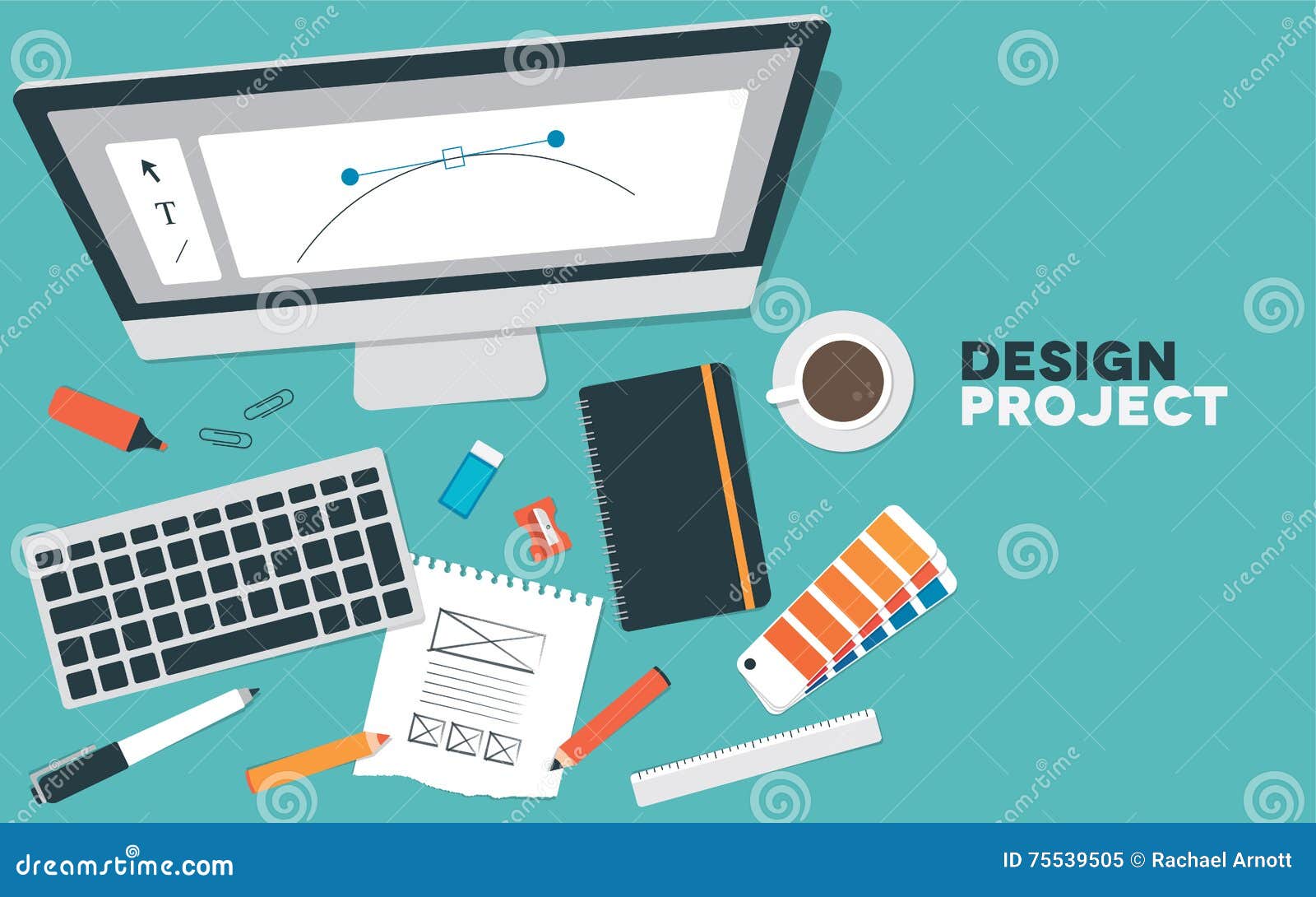 Creative Design Objects stock vector. Illustration of notepad - 75539505