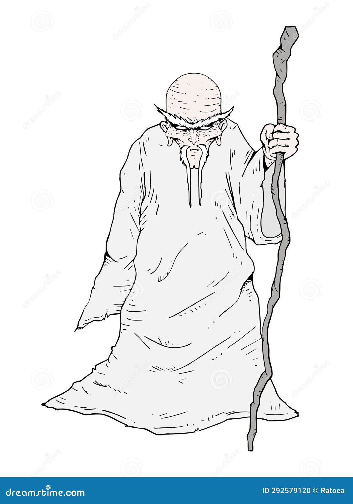 Old wise monk draw stock illustration. Illustration of history - 292579120