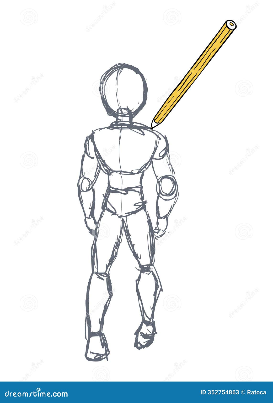 Pencil draw reference body stock vector. Illustration of body - 352754863
