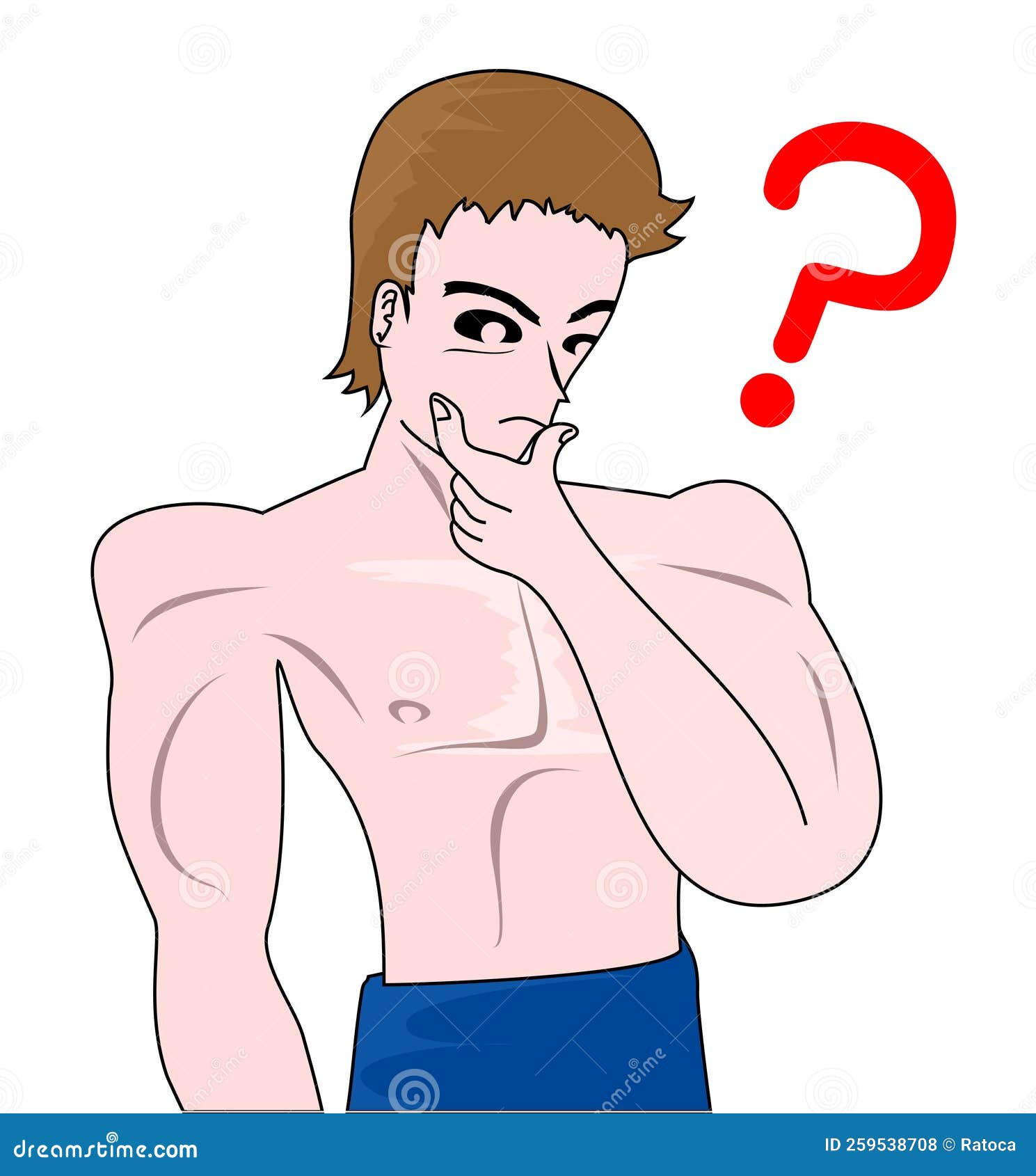 Question man stock vector. Illustration of brawny, drawing - 259538708