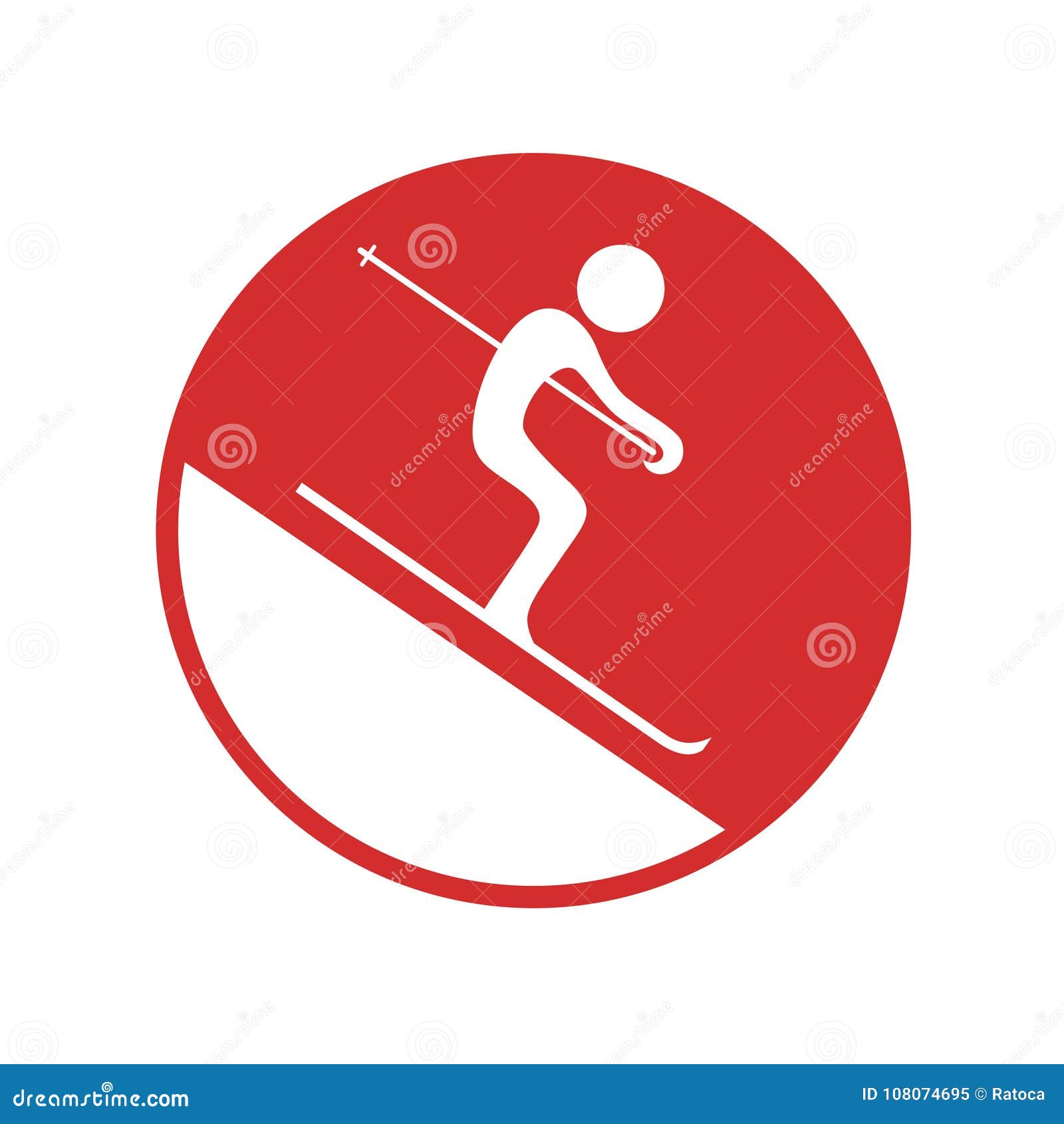 Red circle skiing sign stock vector. Illustration of sport - 108074695