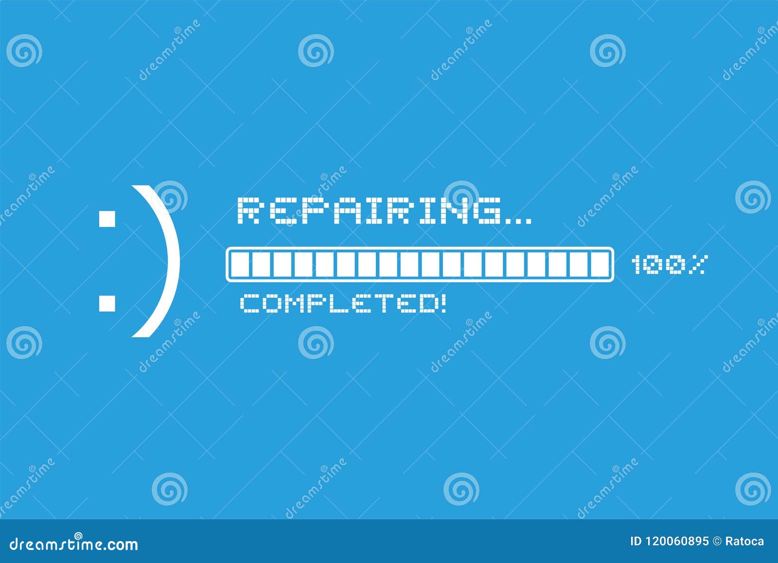 Repair completed message stock vector. Illustration of software - 120060895