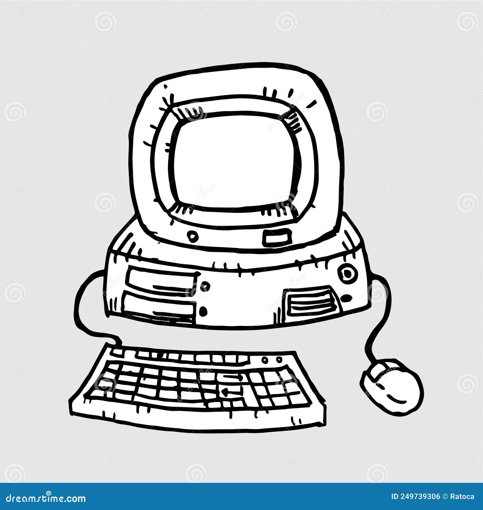 Retro computer cartoon stock vector. Illustration of design - 249739306