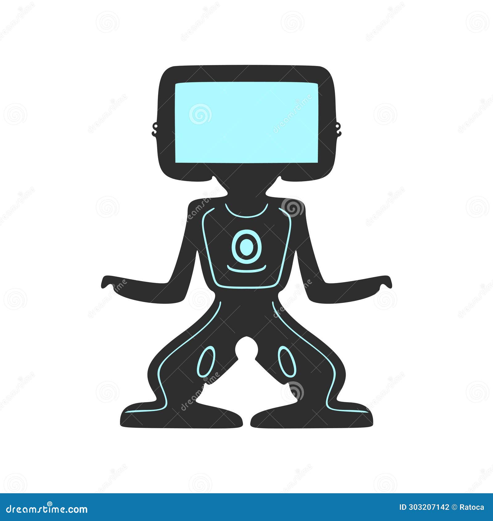 Robot with screen head stock vector. Illustration of cartoon - 303207142