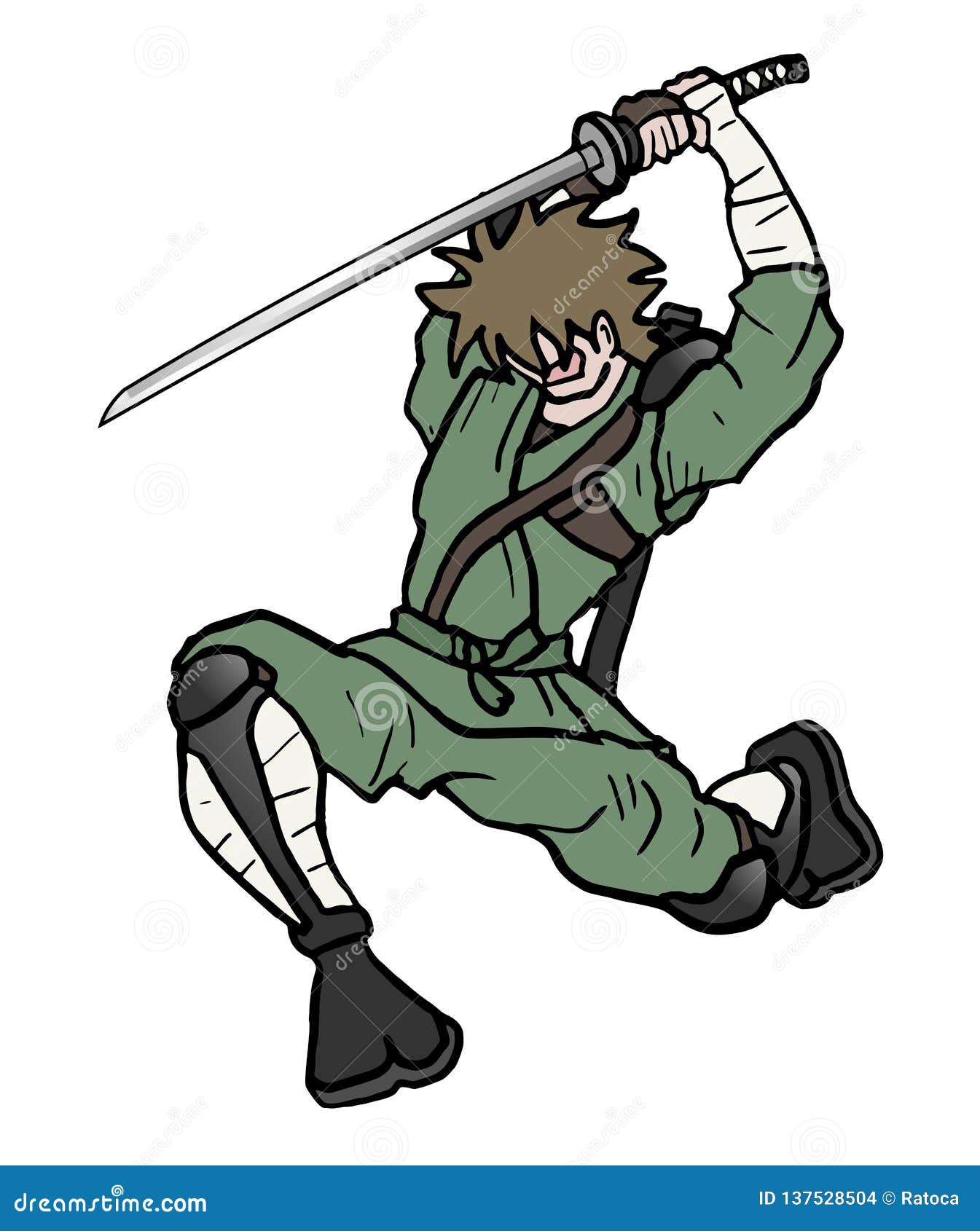 Samurai jumping draw stock vector. Illustration of danger - 137528504