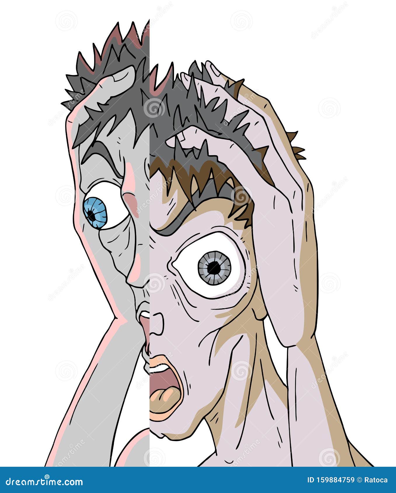 Schizophrenia Man Expression Stock Vector - Illustration of personality ...