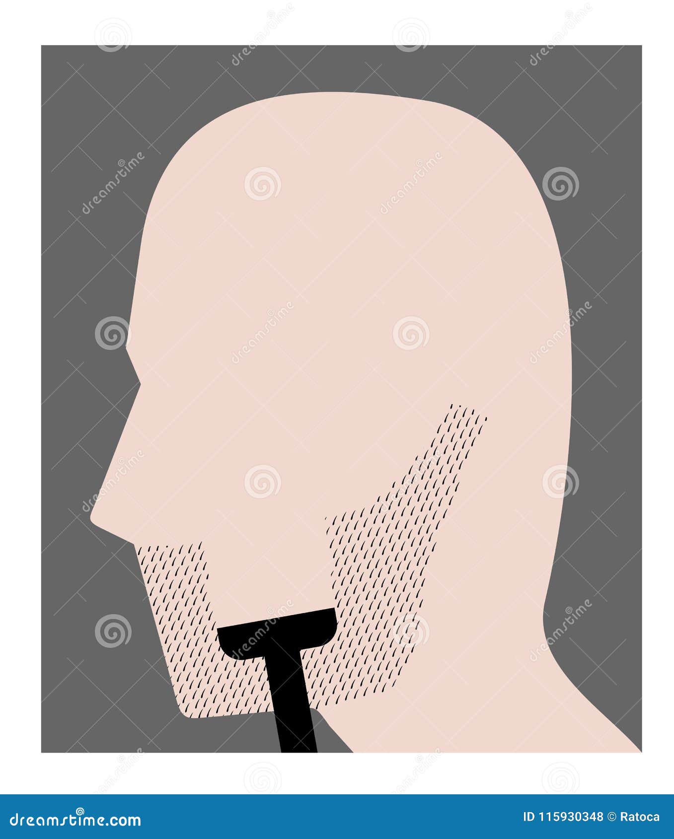 Man Shaving Beard In Front Of Mirror, Flat Vector Illustration Isolated ...
