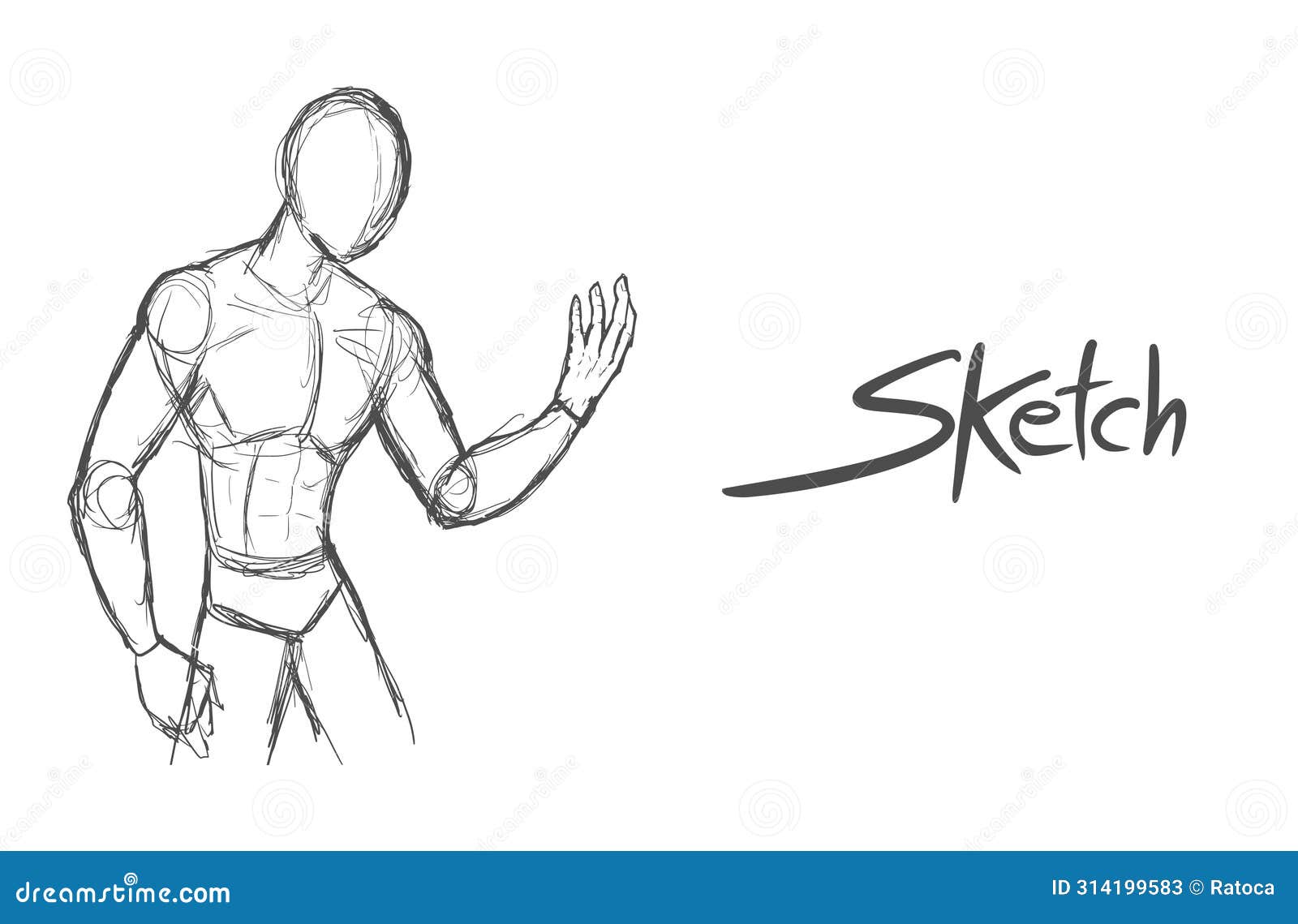 Sketch body man draw stock vector. Illustration of silhouette - 314199583