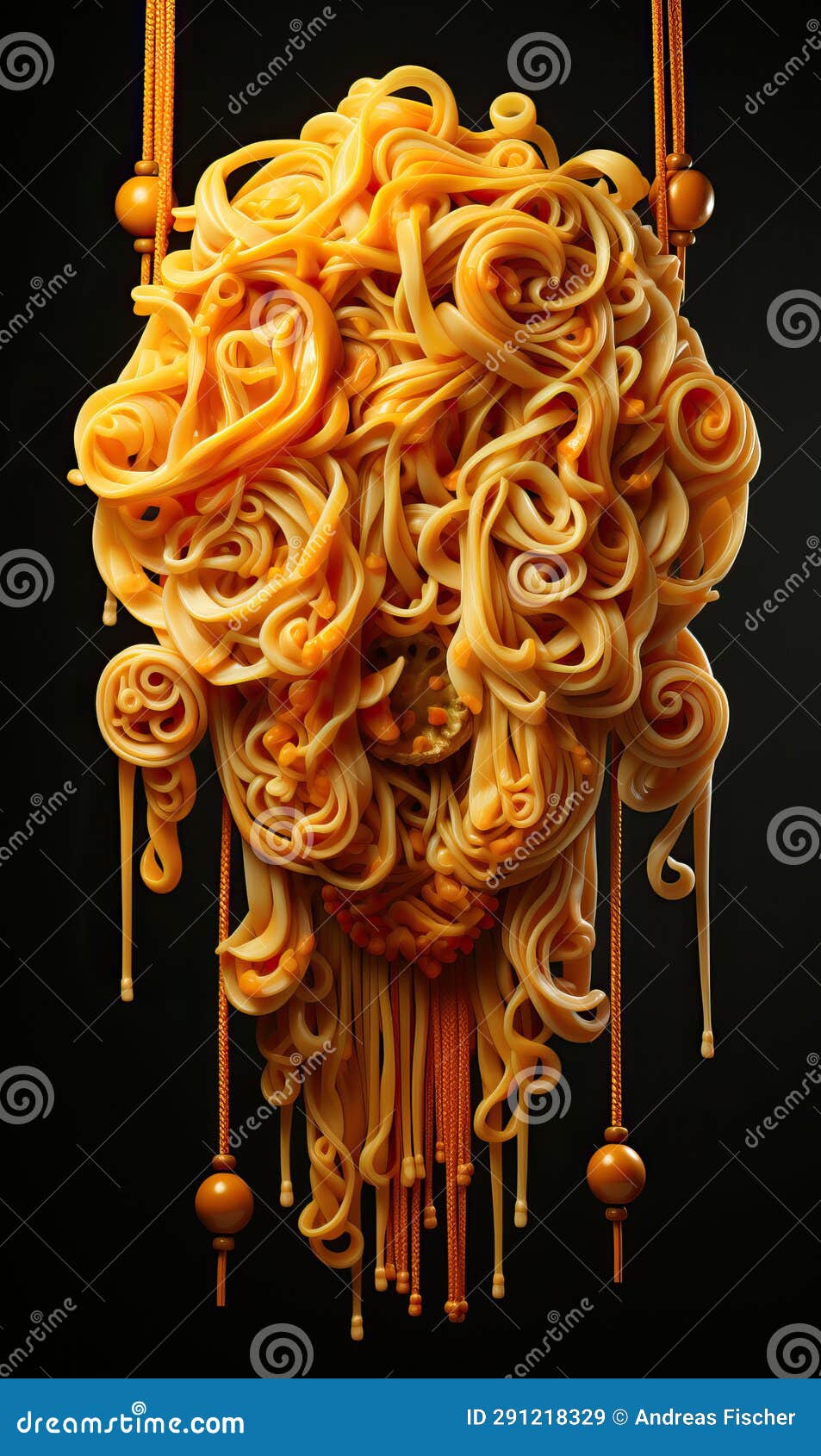 Creative Design of Spaghetti Decorations on a Dark Background. Stock ...