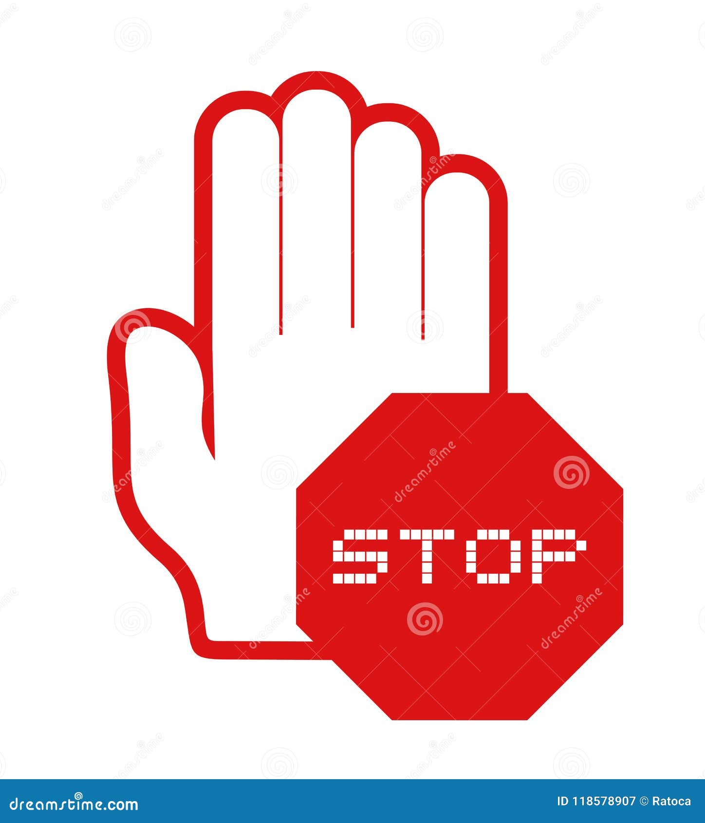 Stop hand icon stock vector. Illustration of traffic - 118578907