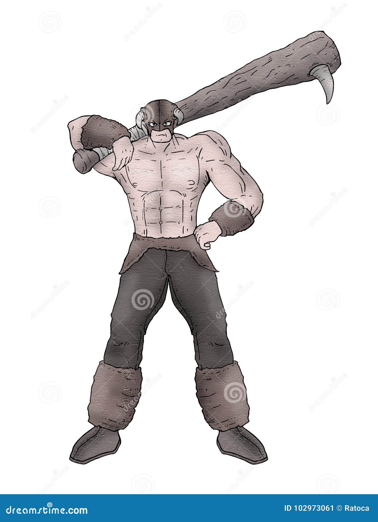 Strong Barbarian Illustration Stock Illustration - Illustration of ...