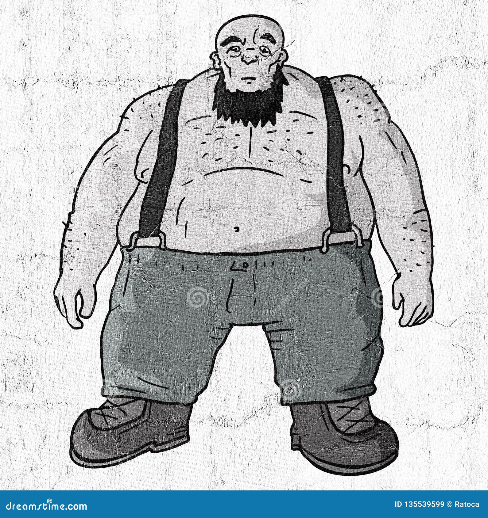 Strong fat man stock illustration. Illustration of comic - 135539599