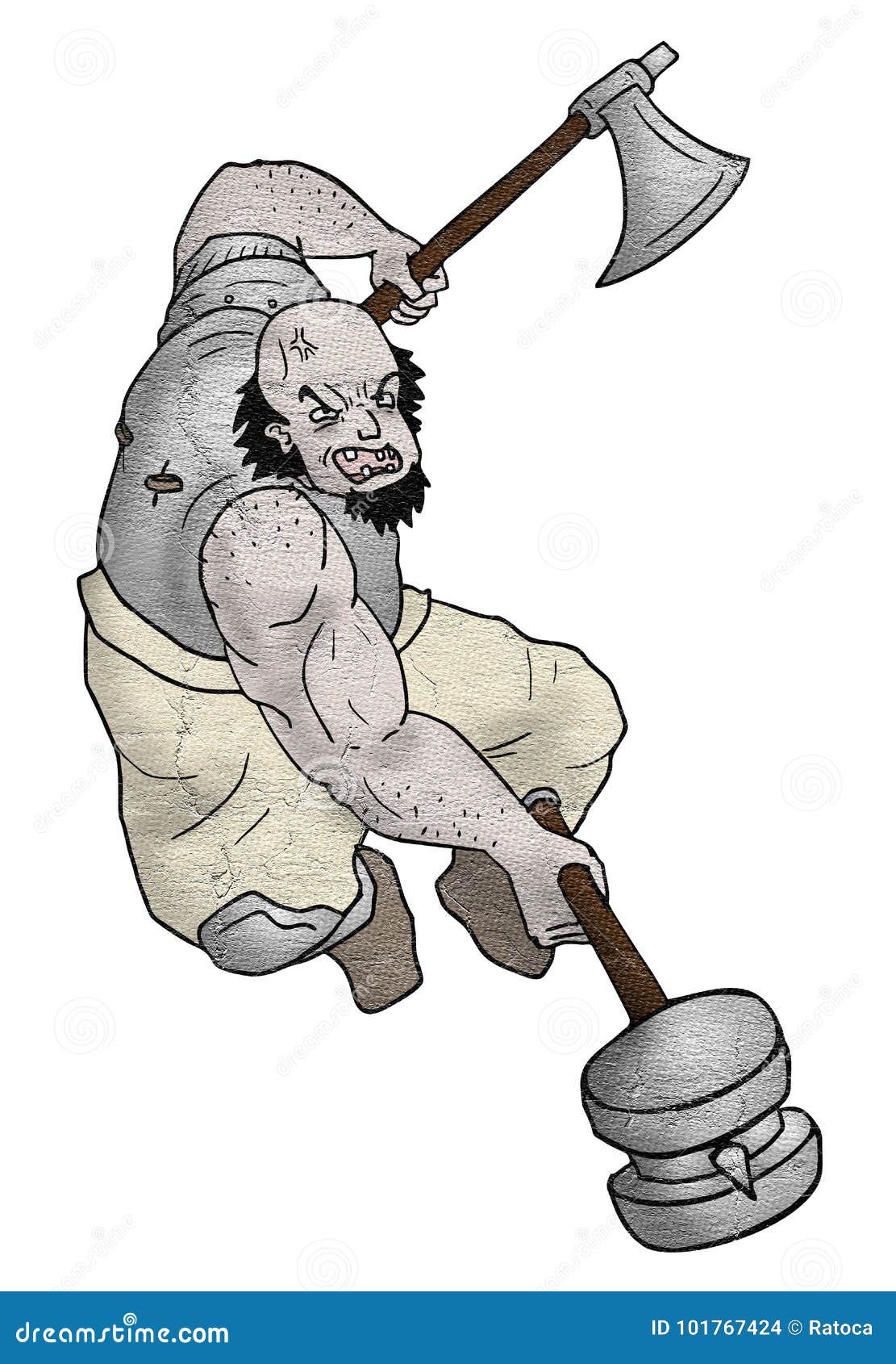 Strong warrior attack stock illustration. Illustration of weapon ...