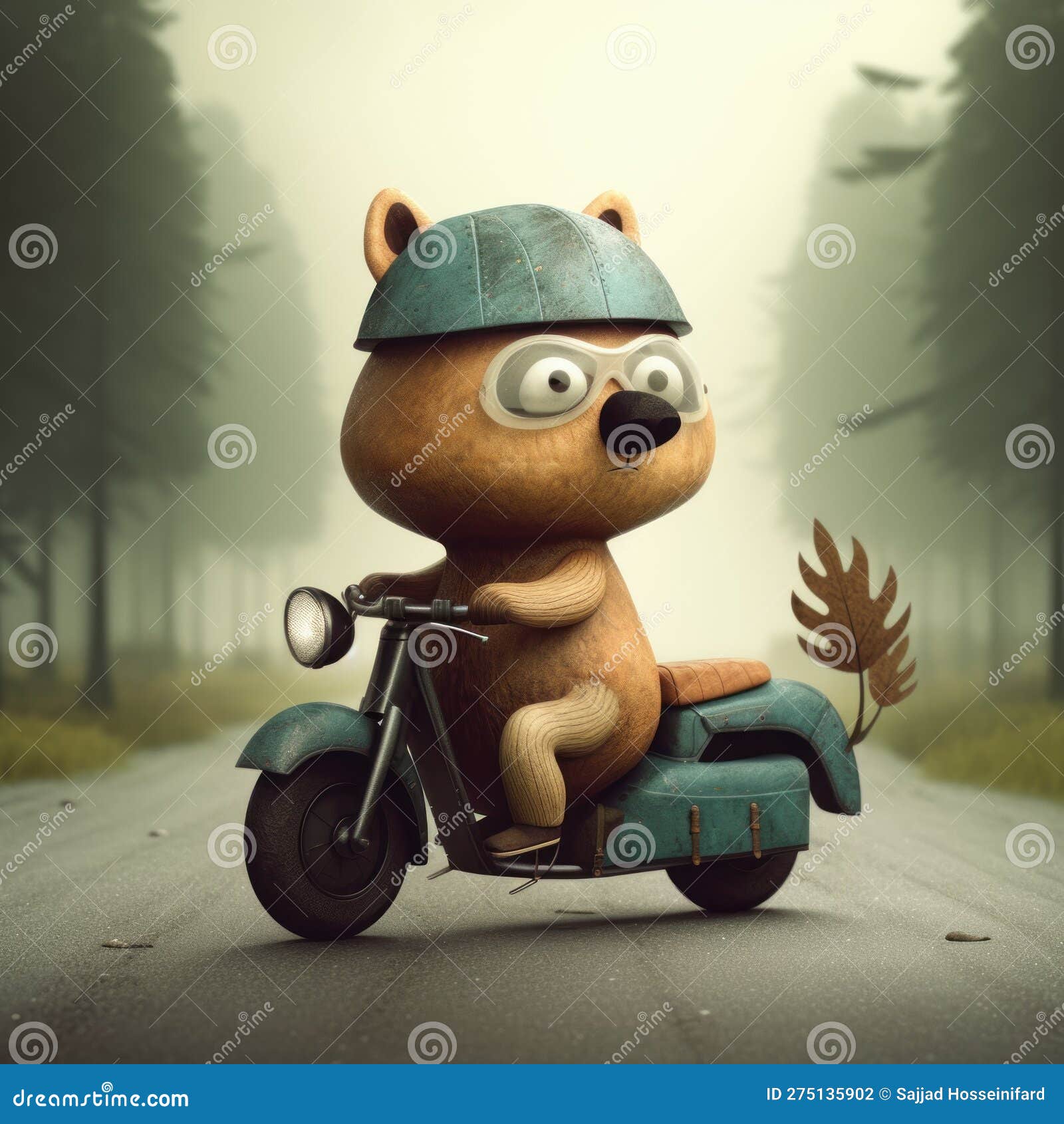 Cute Animal Riding a Motorcycle Stock Illustration - Illustration of ...