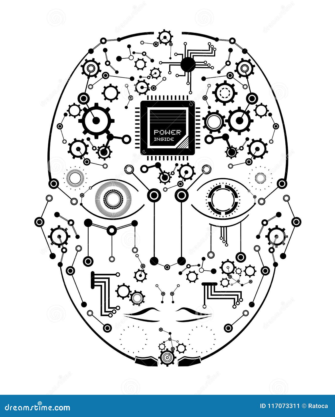 Tech human face stock vector. Illustration of evolve - 117073311