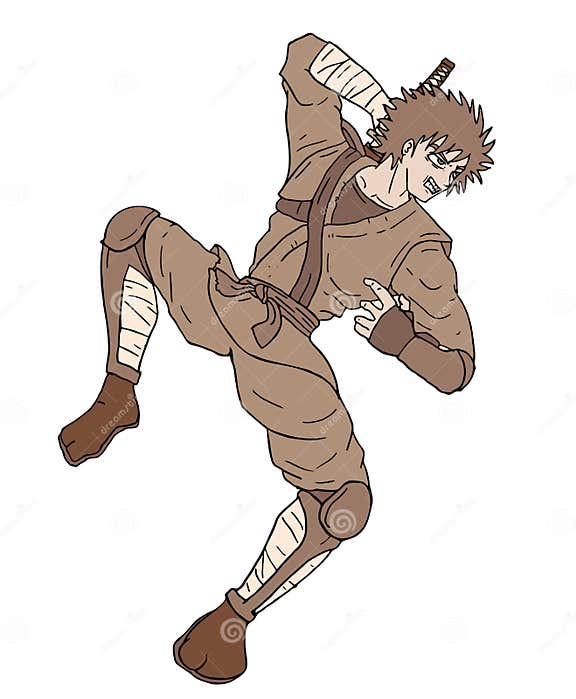 Warrior jumping attack stock vector. Illustration of fight - 124359667