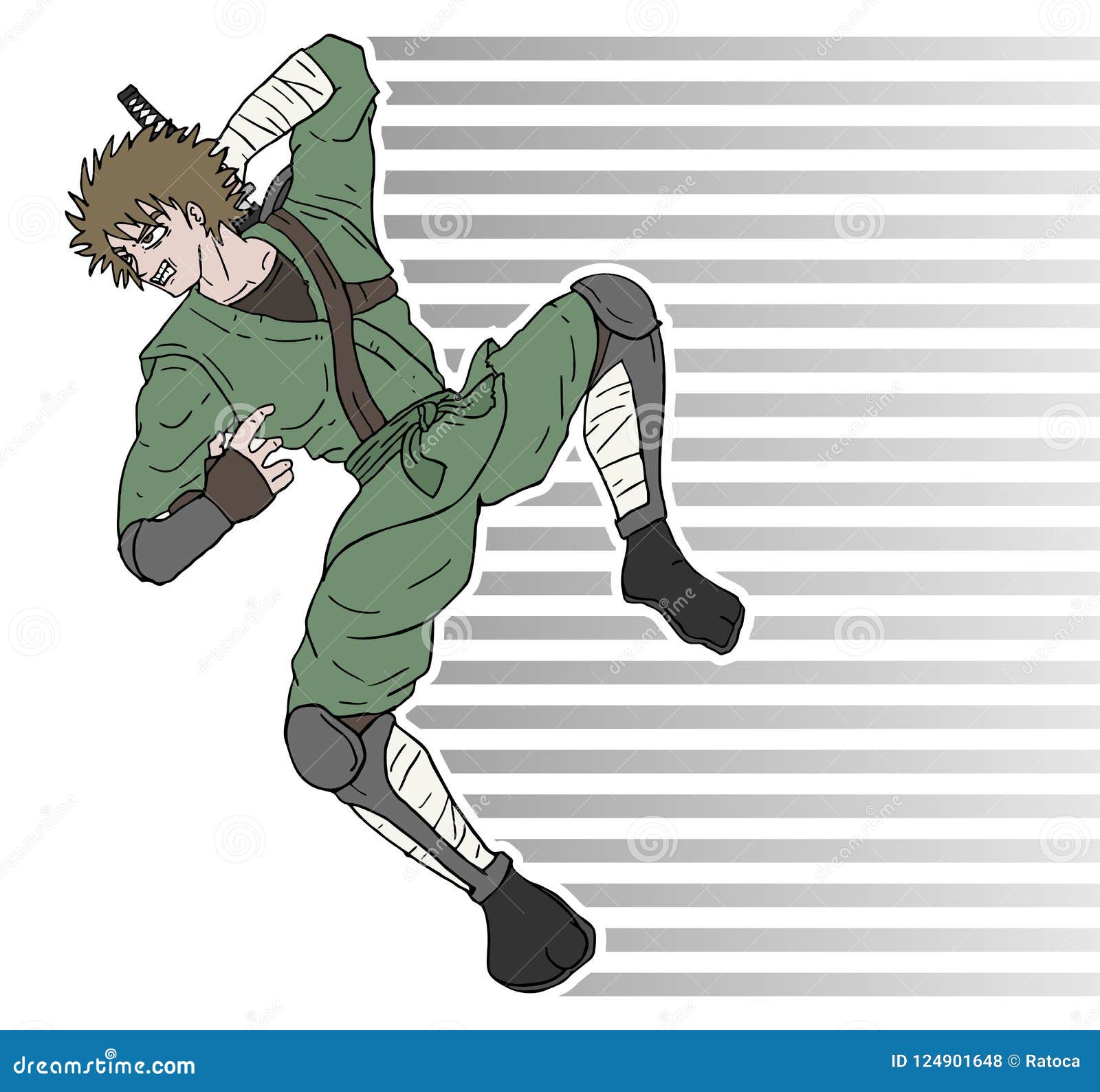 Warrior jumping attack stock vector. Illustration of jump - 124901648