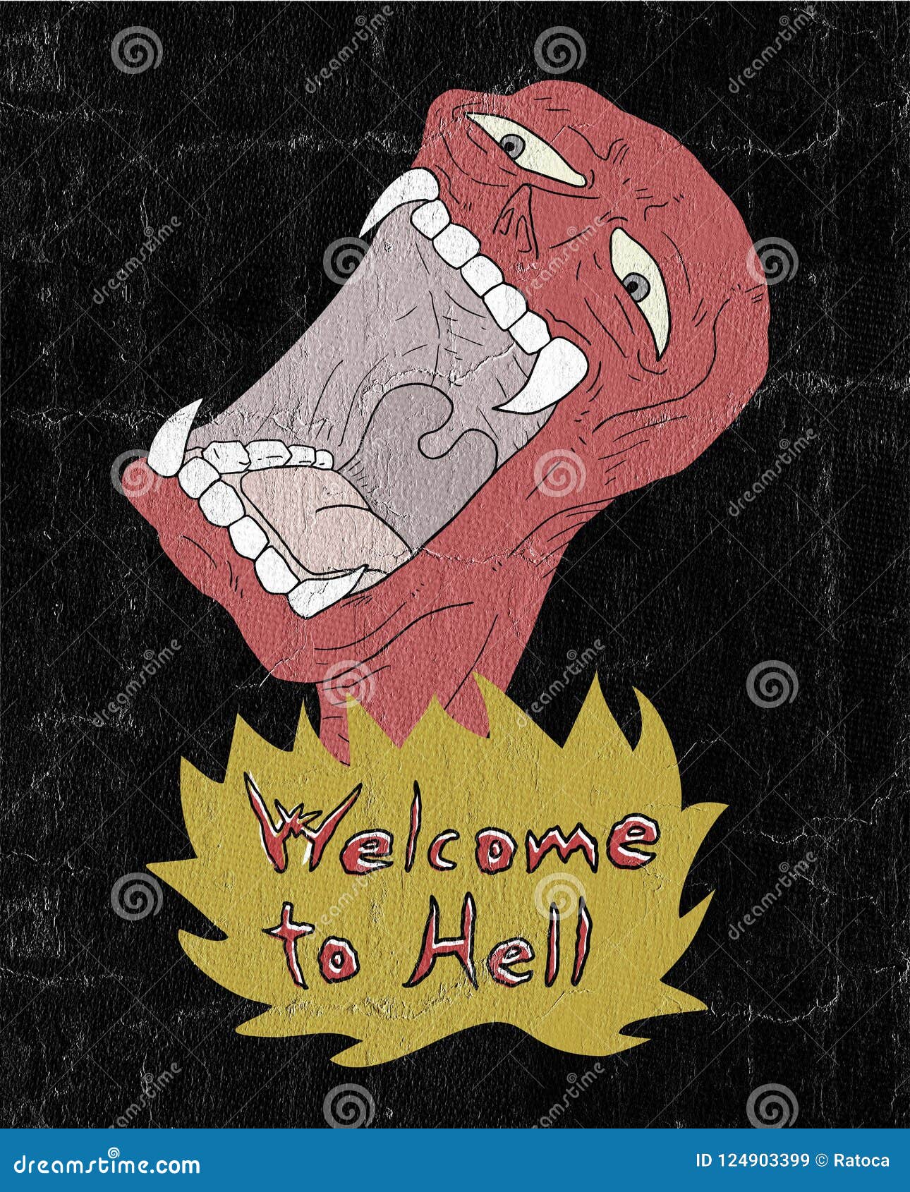 Welcome To Hell. Stairway To Hell. Iron Black Gates Of Fiery Pu Cartoon ...