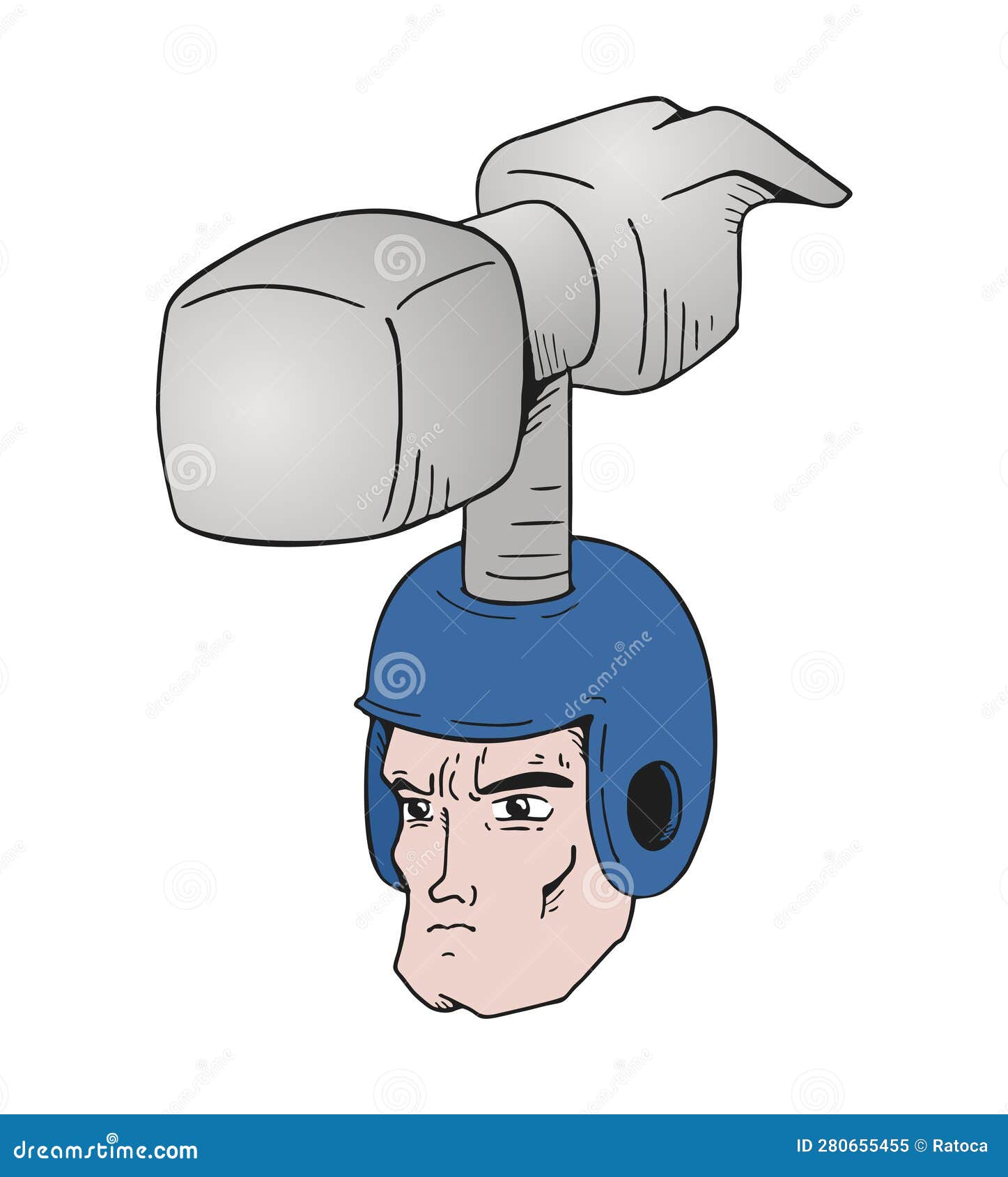 Worker Man with Hummer in Head Stock Vector - Illustration of weapon ...