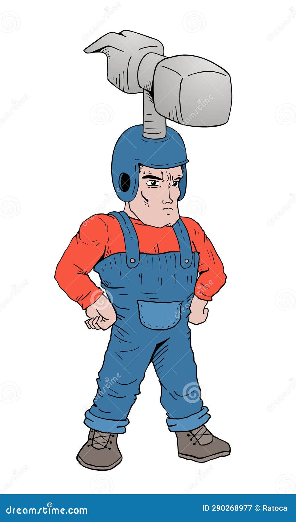 Worker Man with Hummer in Head Stock Vector - Illustration of vector ...