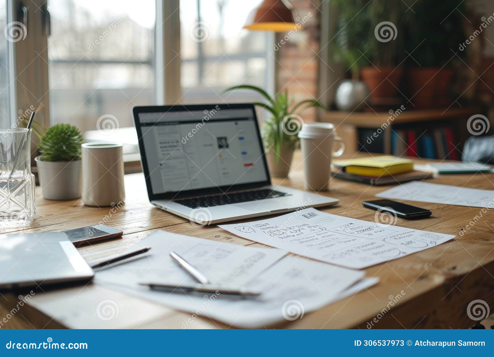 Creative Designer Desk, Minimal Designer Working Table with Laptop and ...